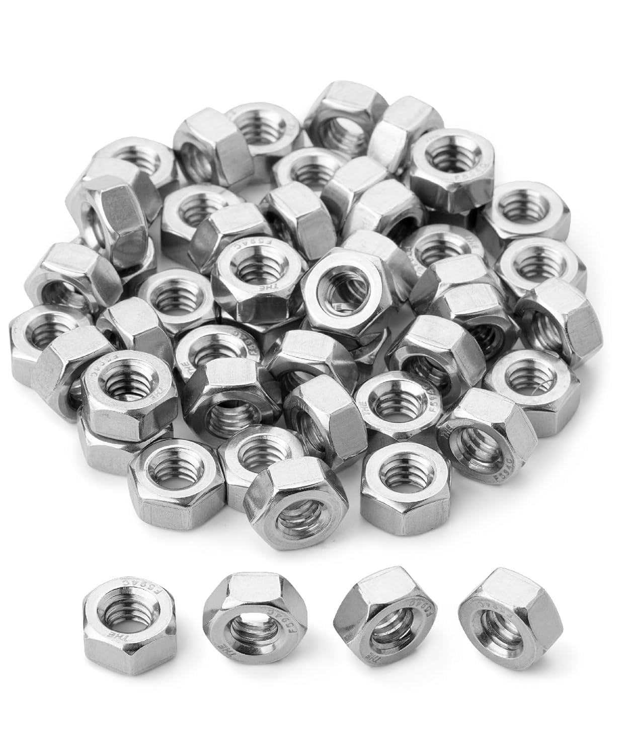 Bates- Stainless Steel Hex Nut, 1/4-20, 50 Pack, Stainless Steel Nuts ...