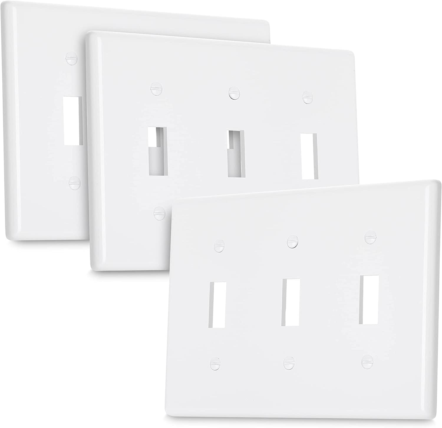 Bates- Triple Light Switch Wall Plate, 3 Pack, White, Triple Light ...