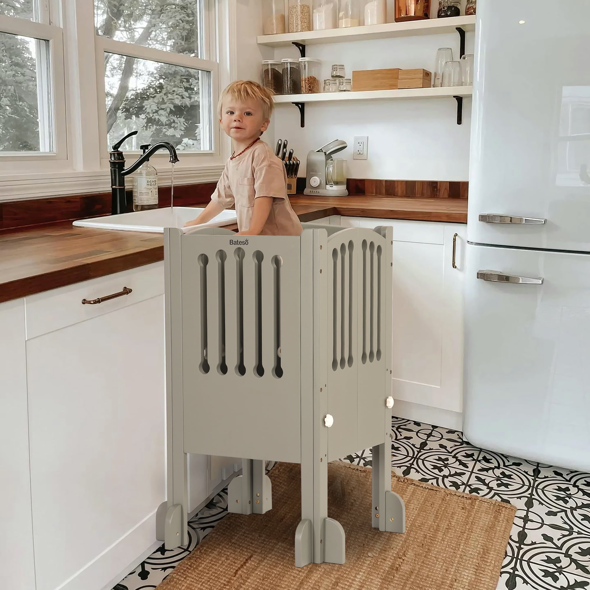 Bateso Foldable Wooden Standing Tower for Toddler 1-3 Year Old, Step ...