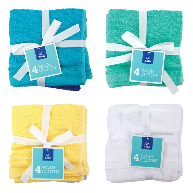 Bath 100% Soft Cotton Washcloth Bundle, Assorted Colors for Bathroom ...