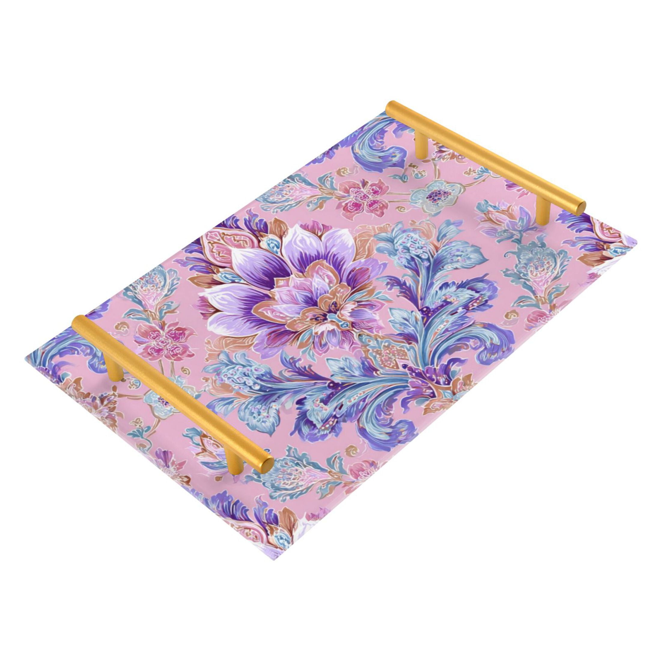 Bath Accessories Sets Single Print Decorative Tray With Handle For Home ...