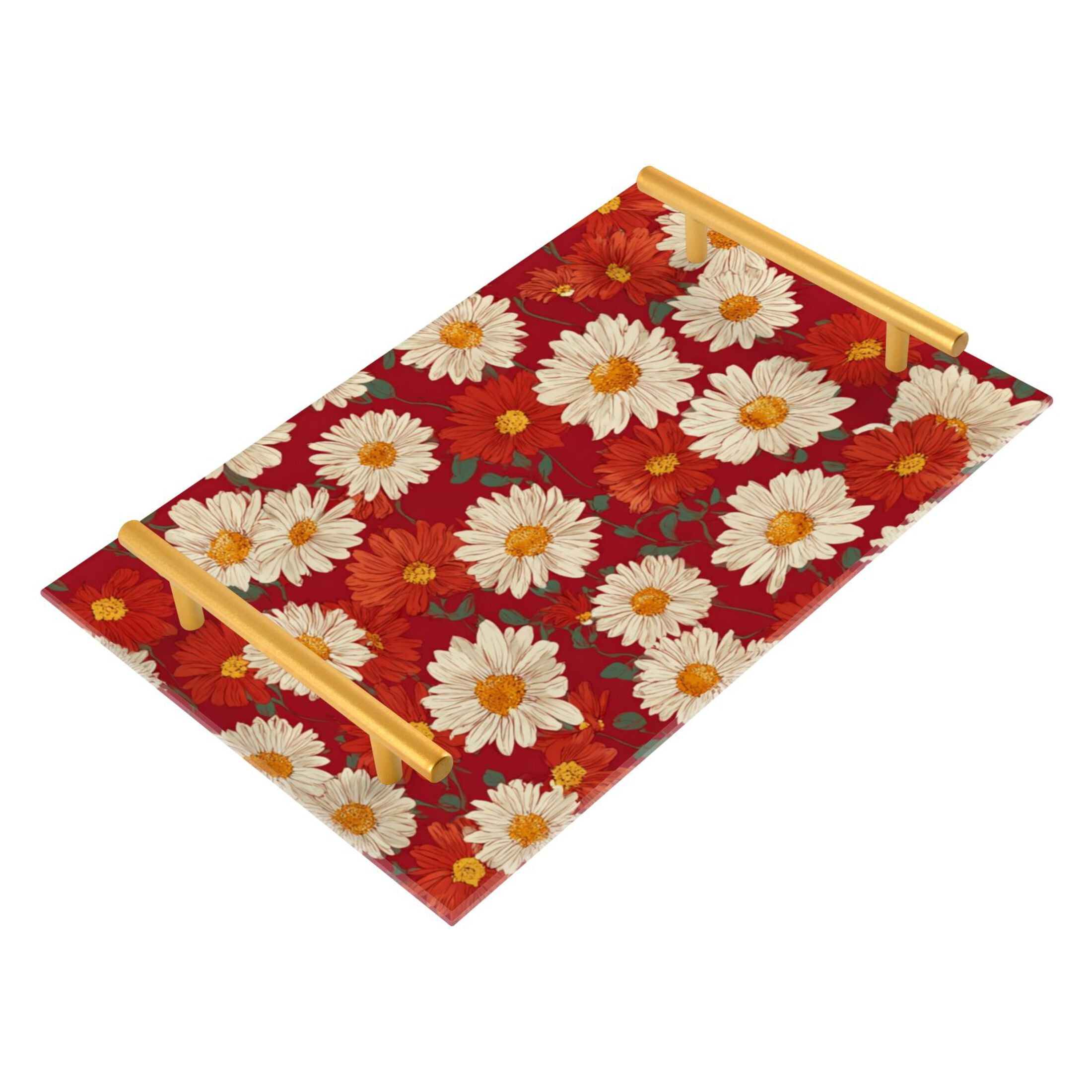 Bath Accessories Sets Single Print Decorative Tray With Handle For Home ...