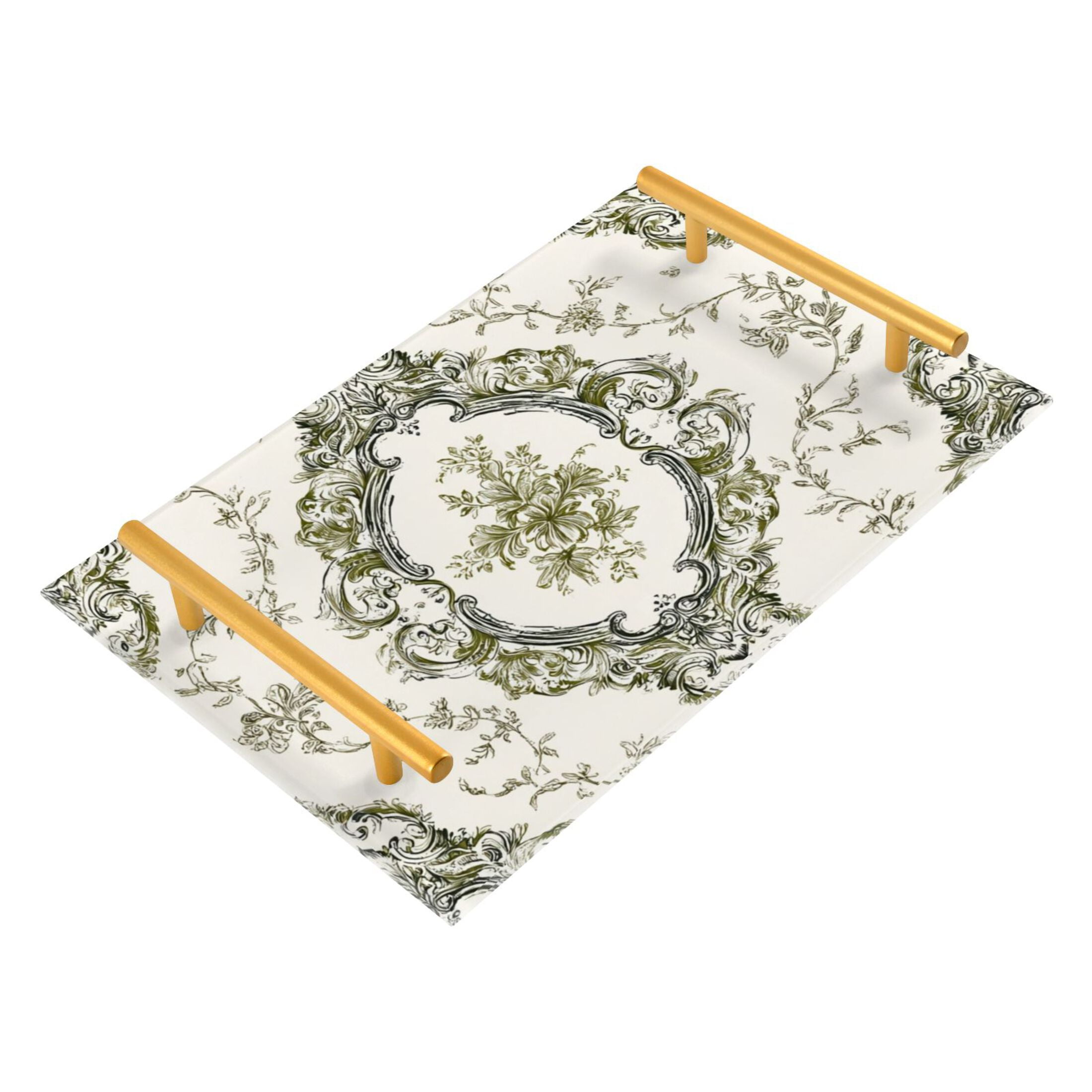 Bath Accessories Sets Single Print Decorative Tray With Handle For Home ...