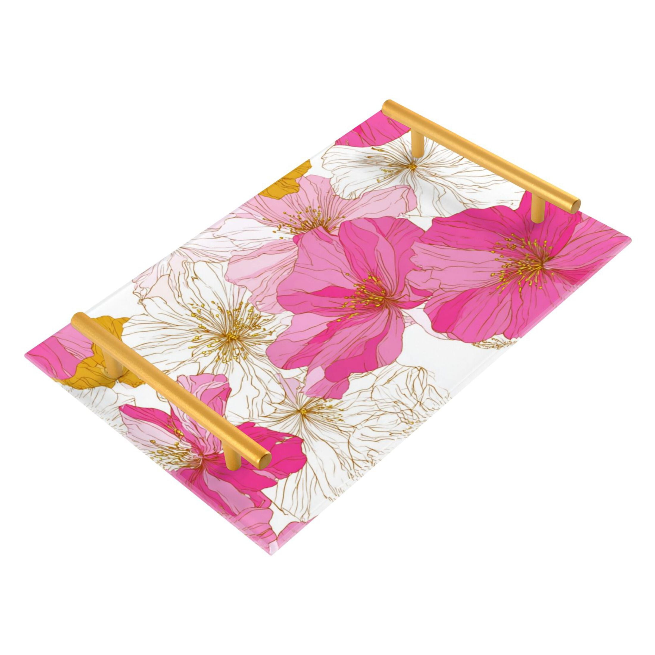Bath Accessories Sets Single Print Decorative Tray With Handle For Home ...