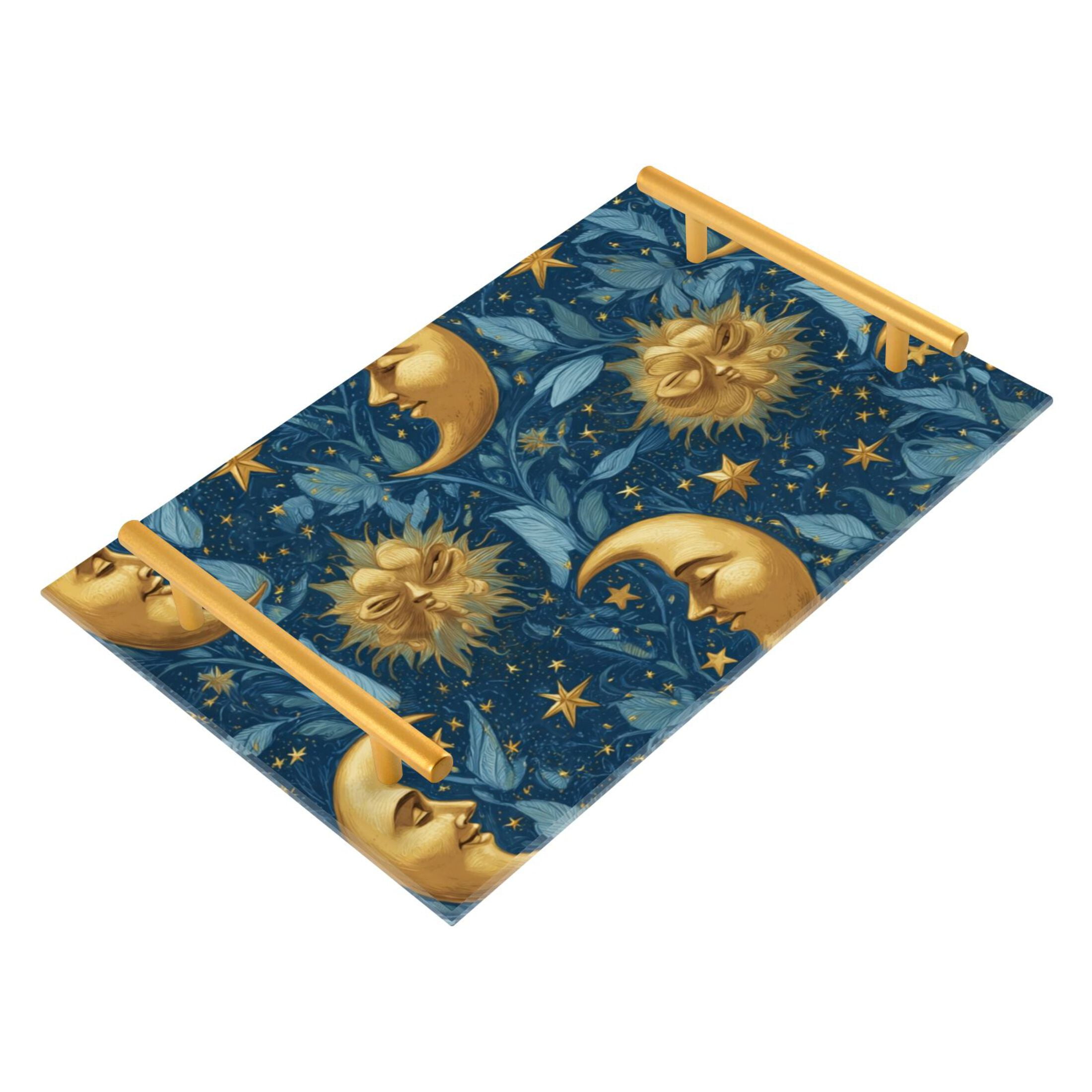 Bath Accessories Sets Single Print Decorative Tray With Handle For Home ...