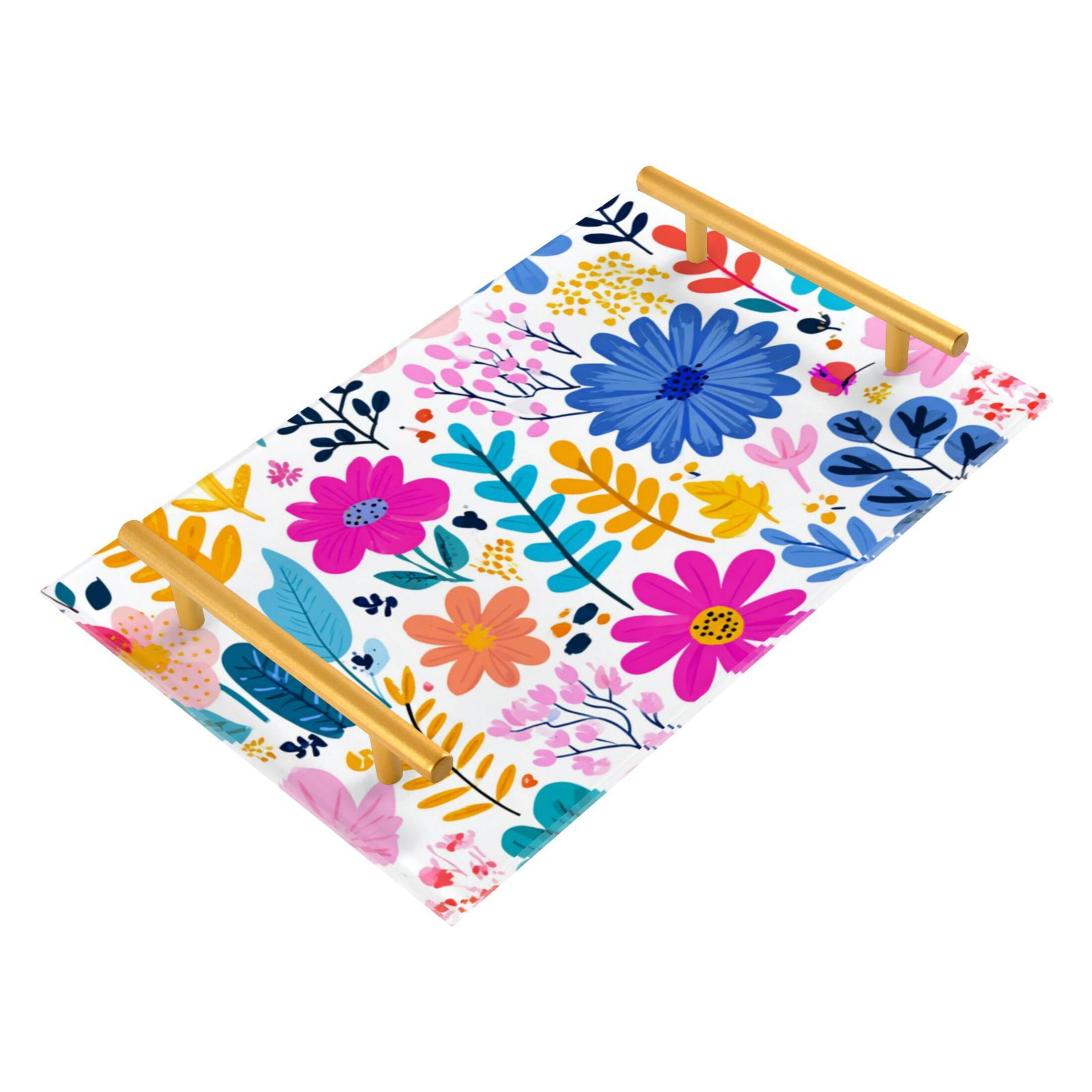 Bath Accessories Sets Single Print Decorative Tray With Handle For Home ...