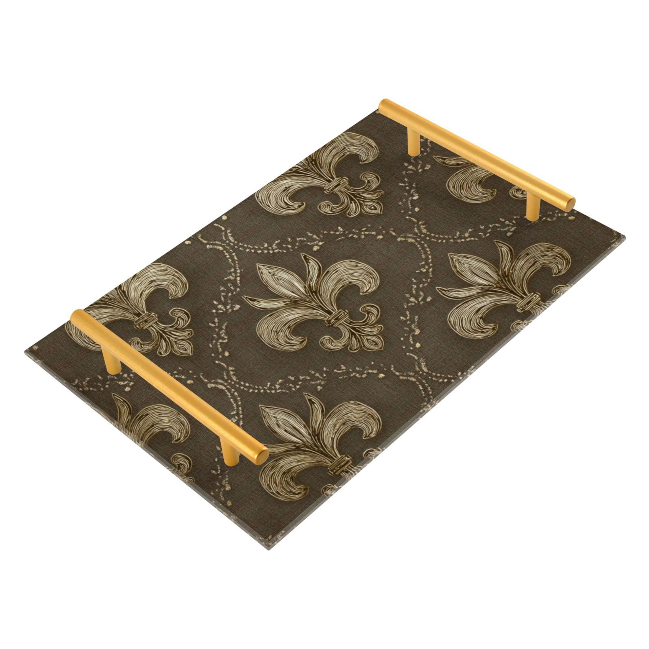 Bath Accessories Sets Single Print Decorative Tray With Handle For Home ...