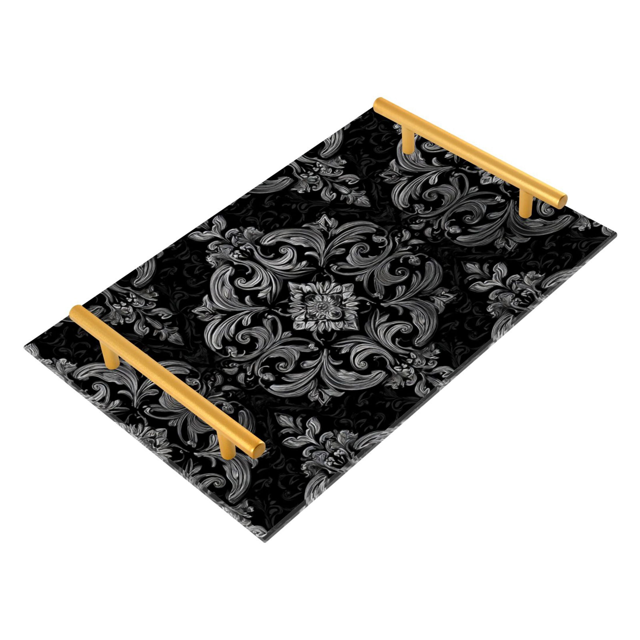 Bath Accessories Sets Single Print Decorative Tray With Handle For Home ...