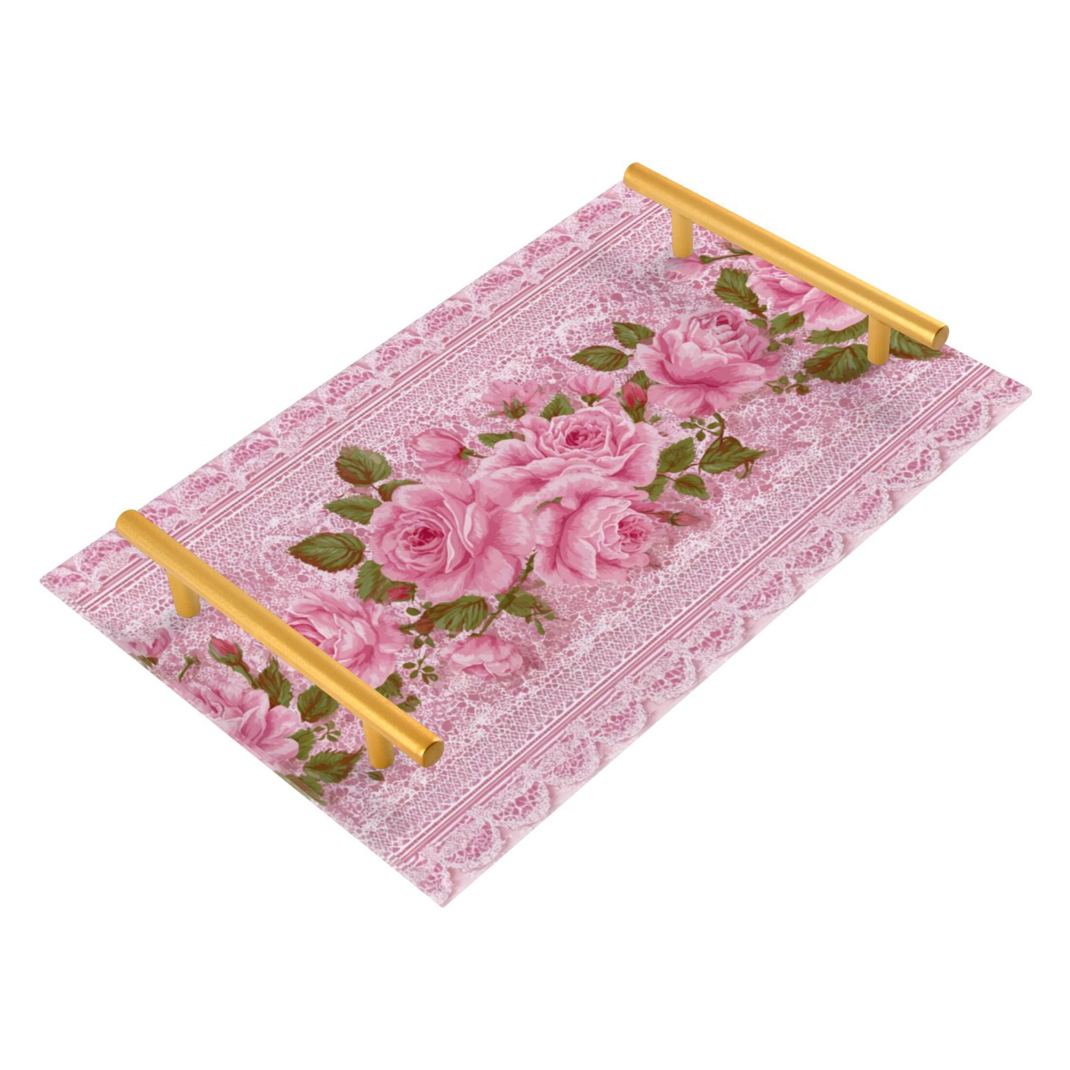 Bath Accessories Sets Single Print Decorative Tray With Handle For Home ...