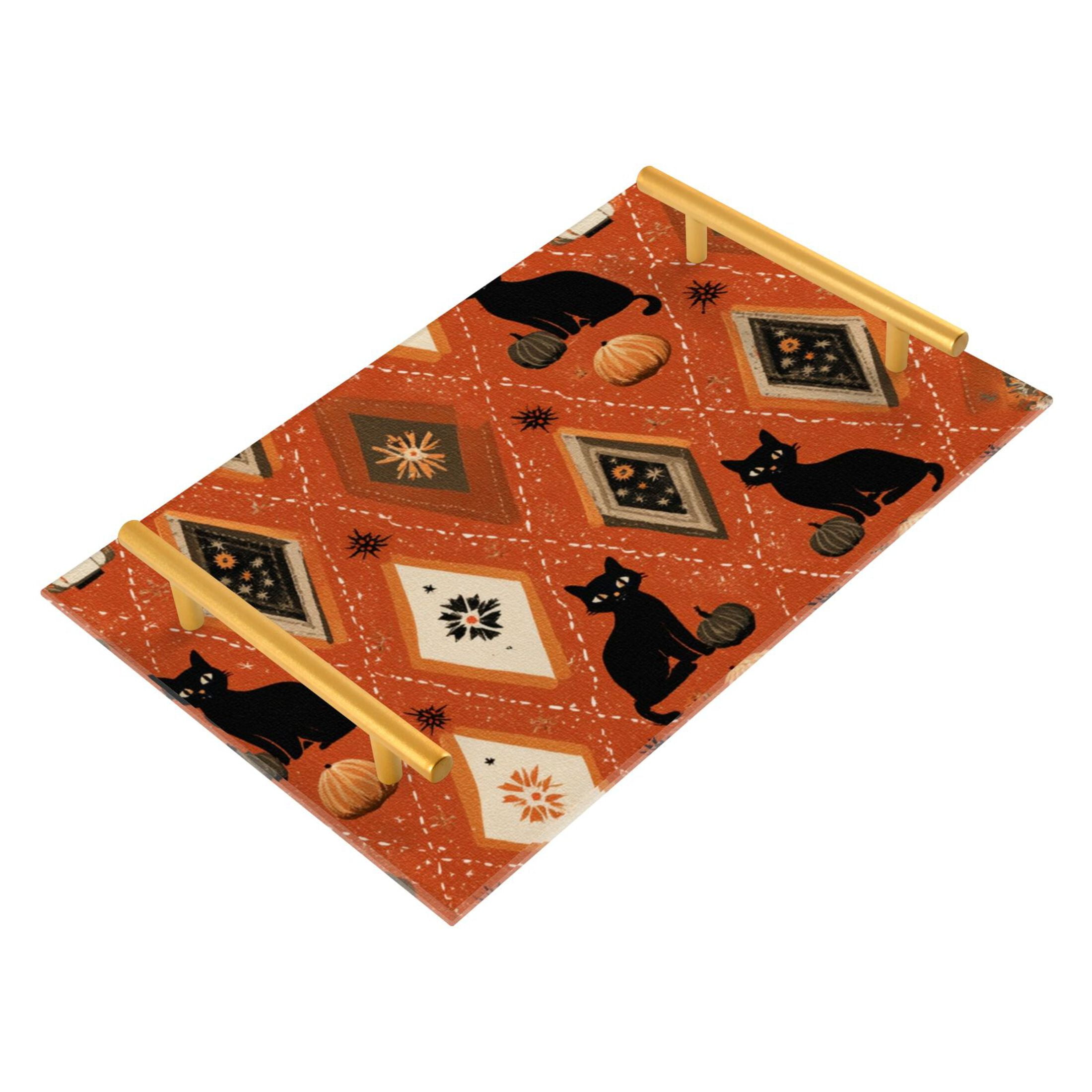 Bath Accessories Sets Single Print Decorative Tray With Handle For Home ...
