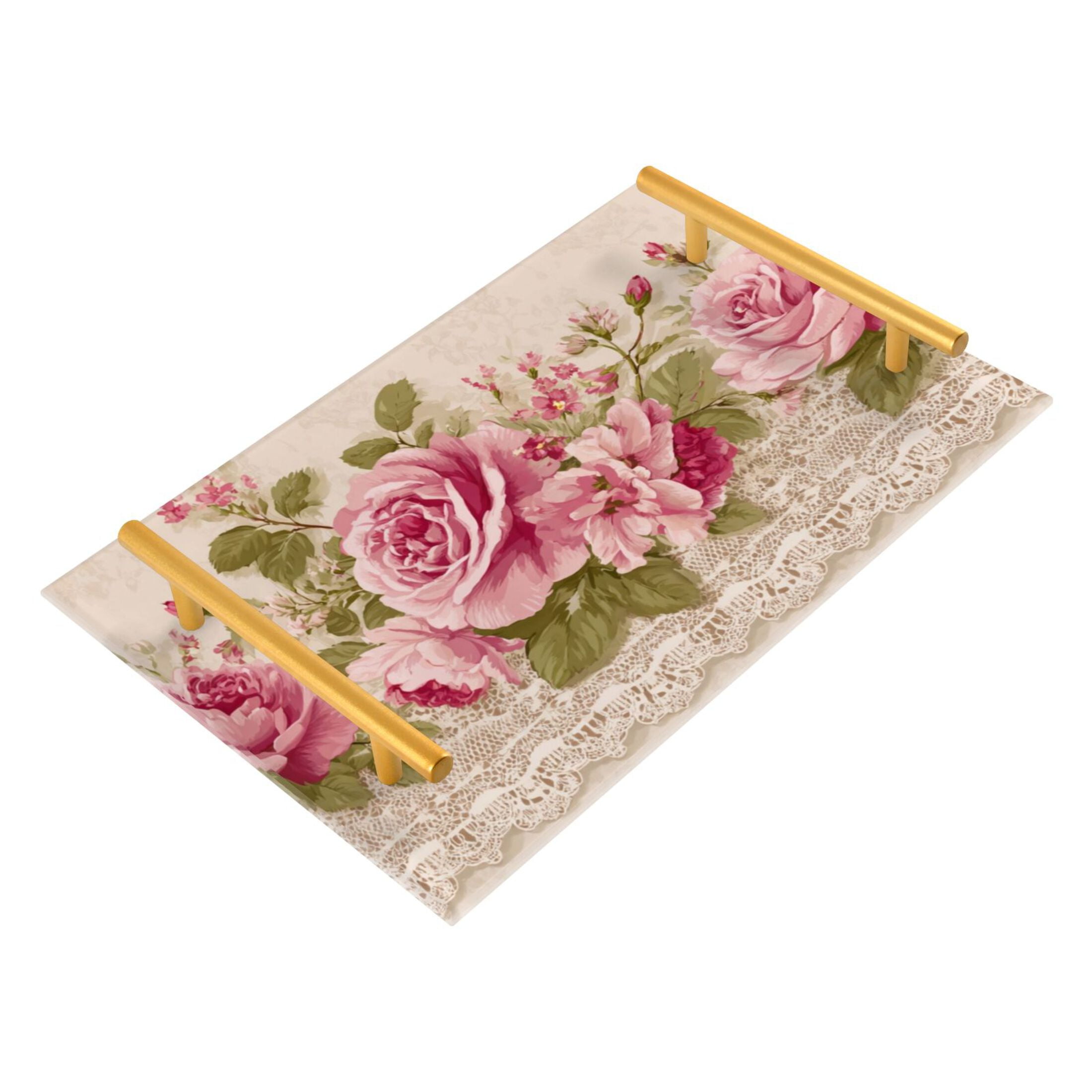 Bath Accessories Sets Single Print Decorative Tray With Handle For Home ...