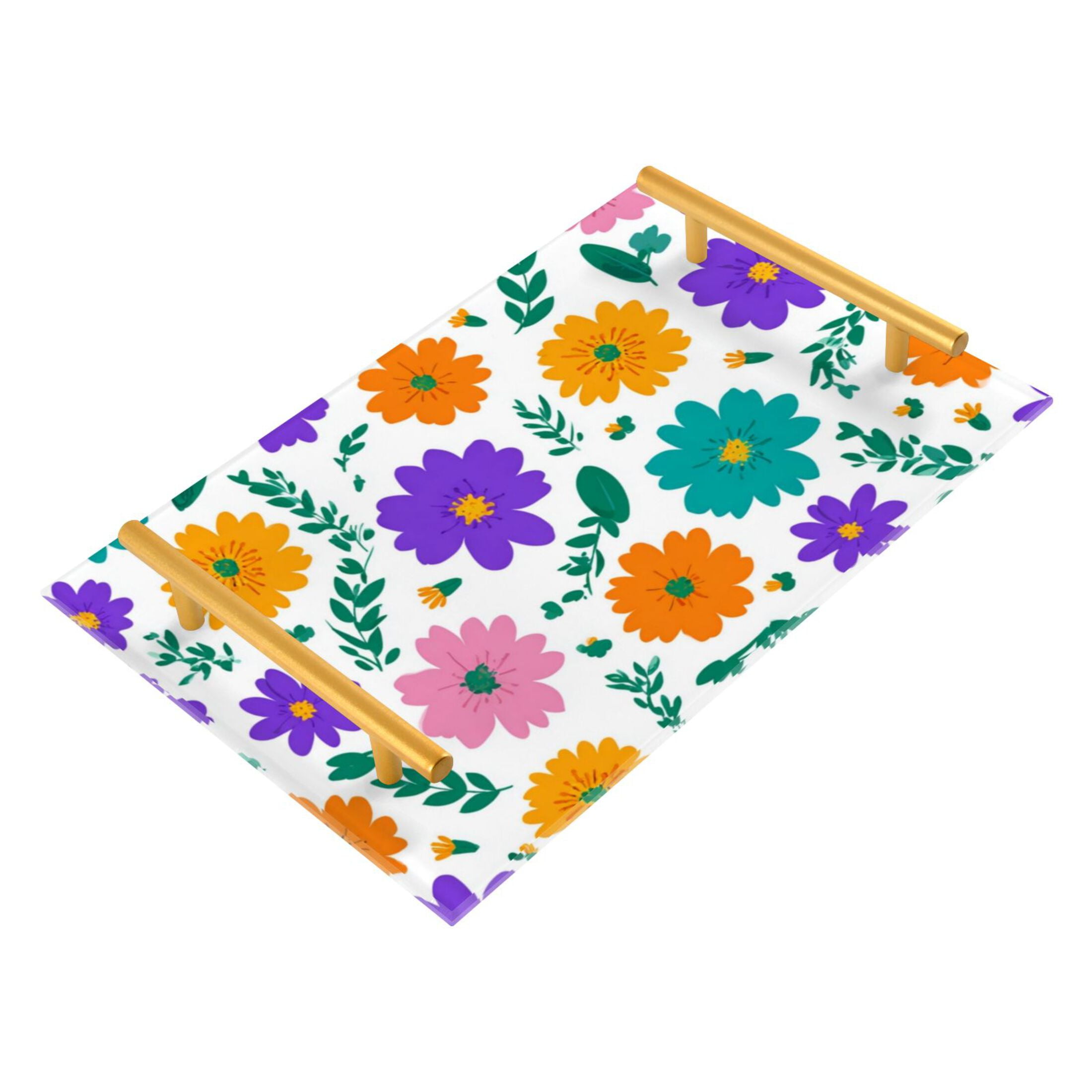 Bath Accessories Sets Single Print Decorative Tray With Handle For Home ...