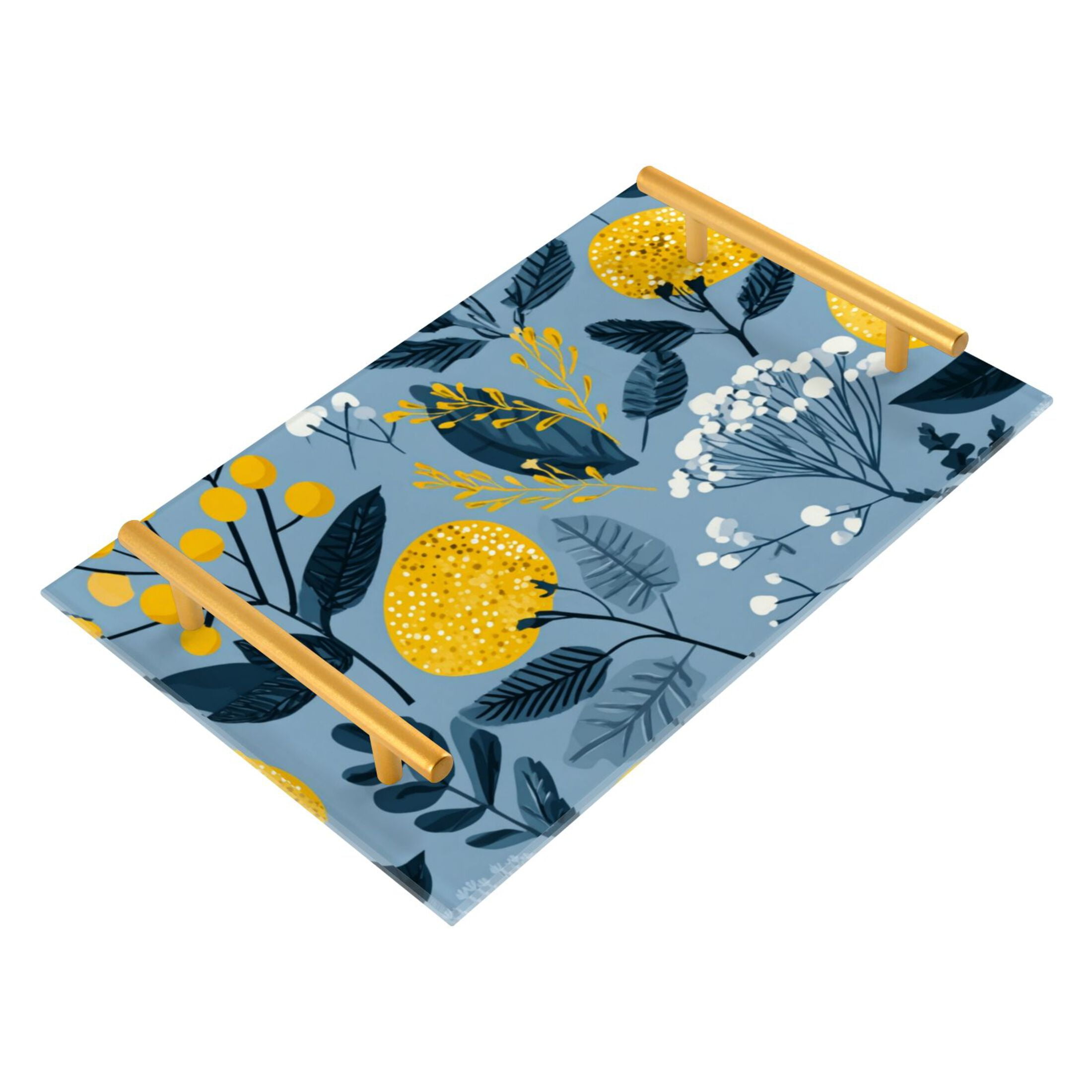 Bath Accessories Sets Single Print Decorative Tray With Handle For Home ...