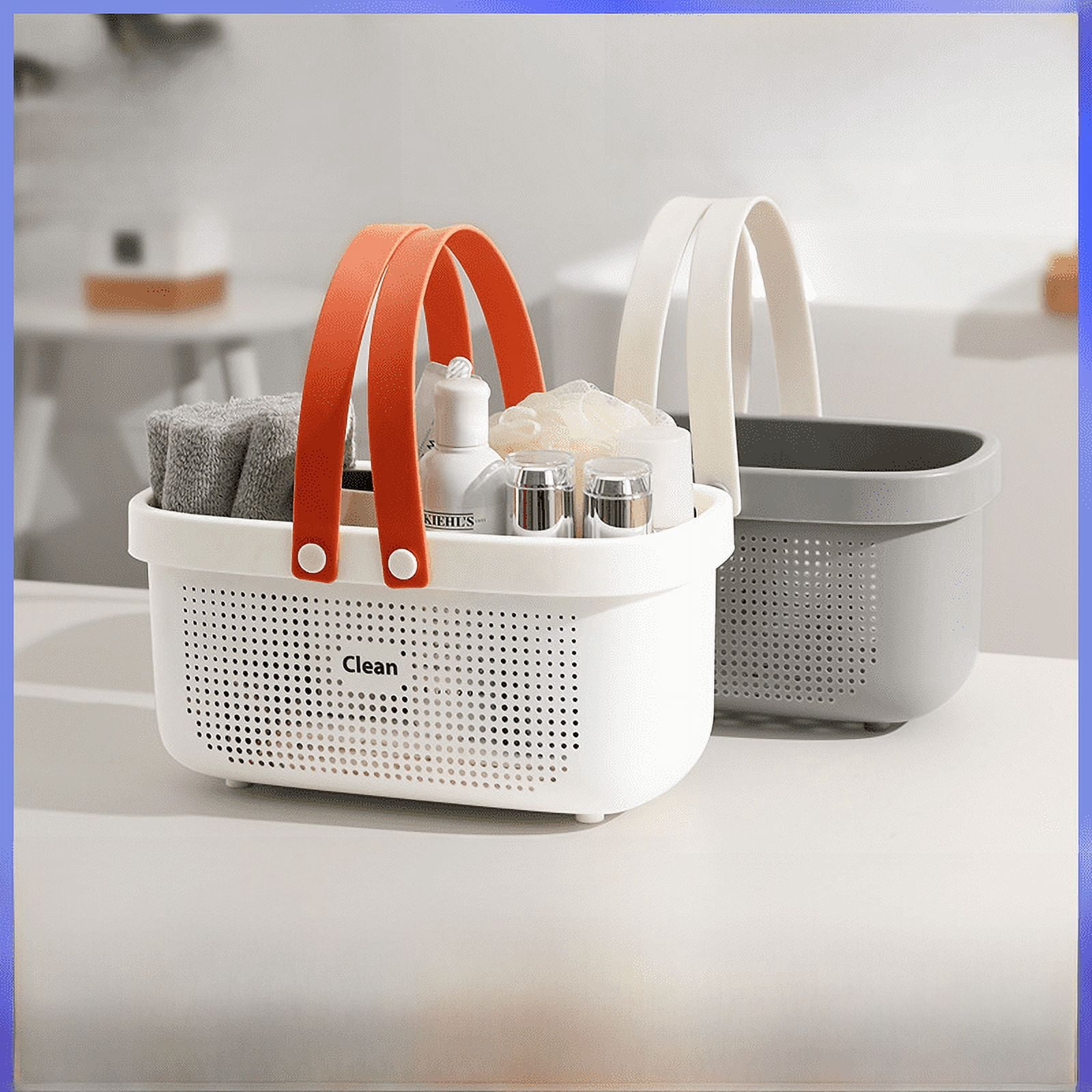 Bath Basket Bath Basket Portable Washing Basket White Household Storage ...