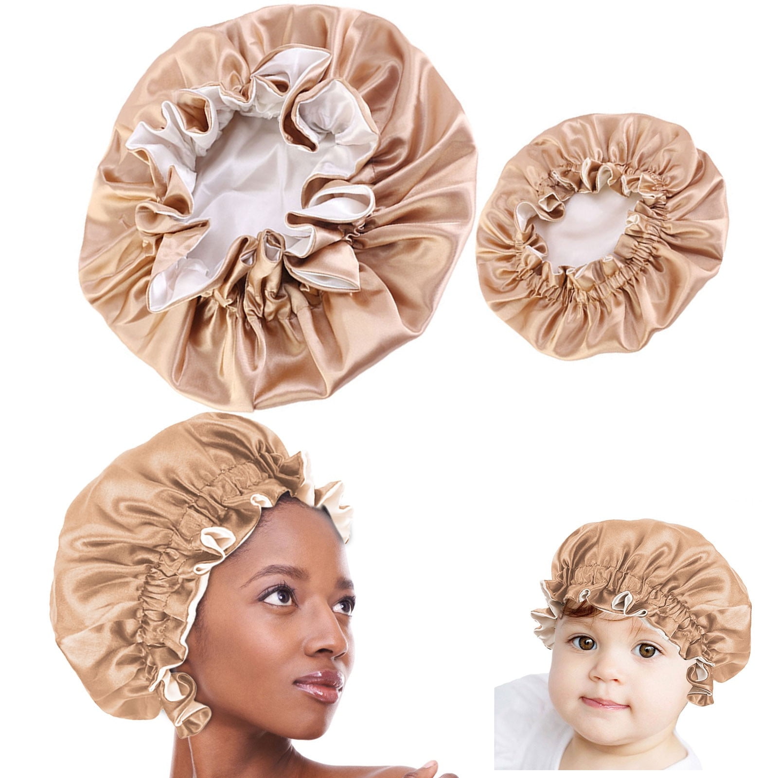 Bath & Bathing Accessories Parent Child Lace Satin Nightcap Imitation ...