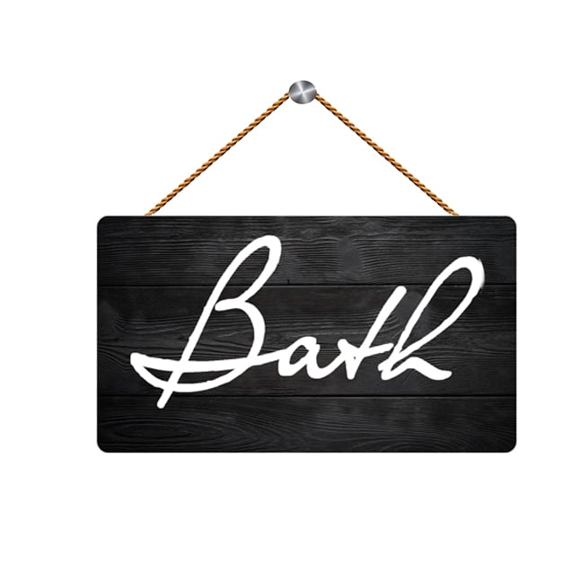 Bath Bathroom Restroom Washroom Wooden Sign Wall Hanging Sign 12X6 Inch ...