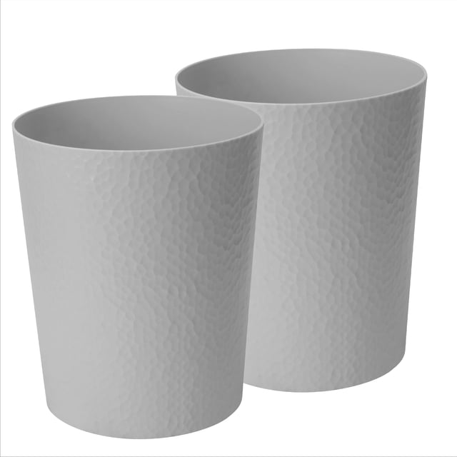 Bath Bliss 2 Pack 10 Liter Hammered Textured Bathroom Trash Can ...