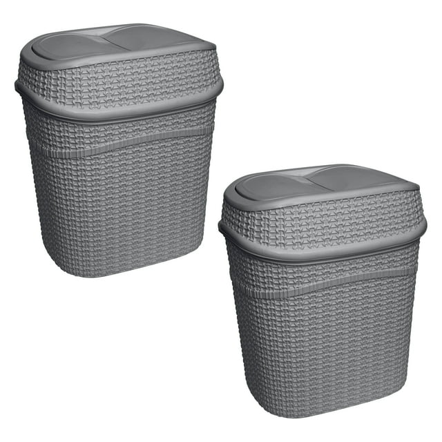 Bath Bliss 2 Pack 9.5 Liter Plastic Sailor Knot Swing Top Waste Bin in ...