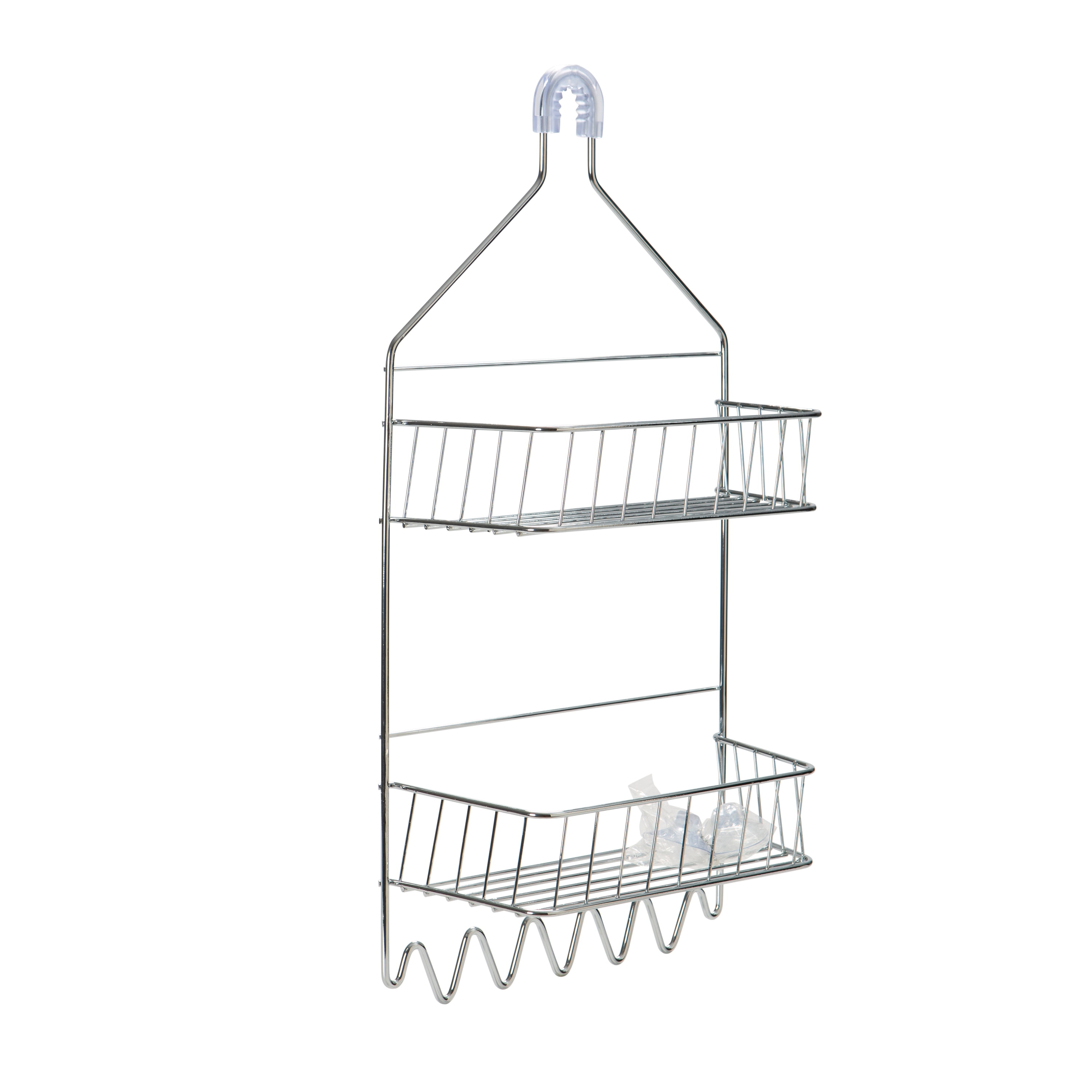 Bath Bliss 2 Tier Shelf Steel Cabana Stripe Shower Caddy, Silver Chrome ...