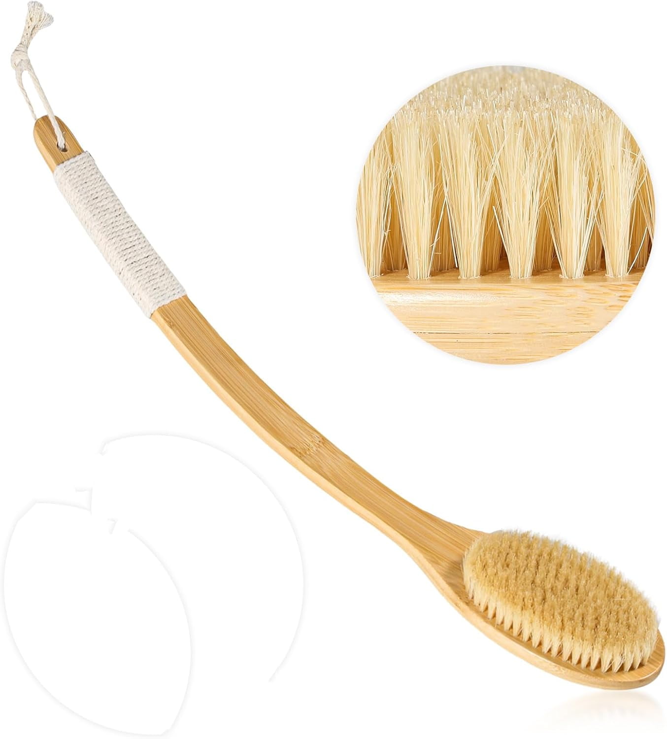 Bath Body Brush Shower, 22" Super Long Curved Bamboo Handle Antiskid ...