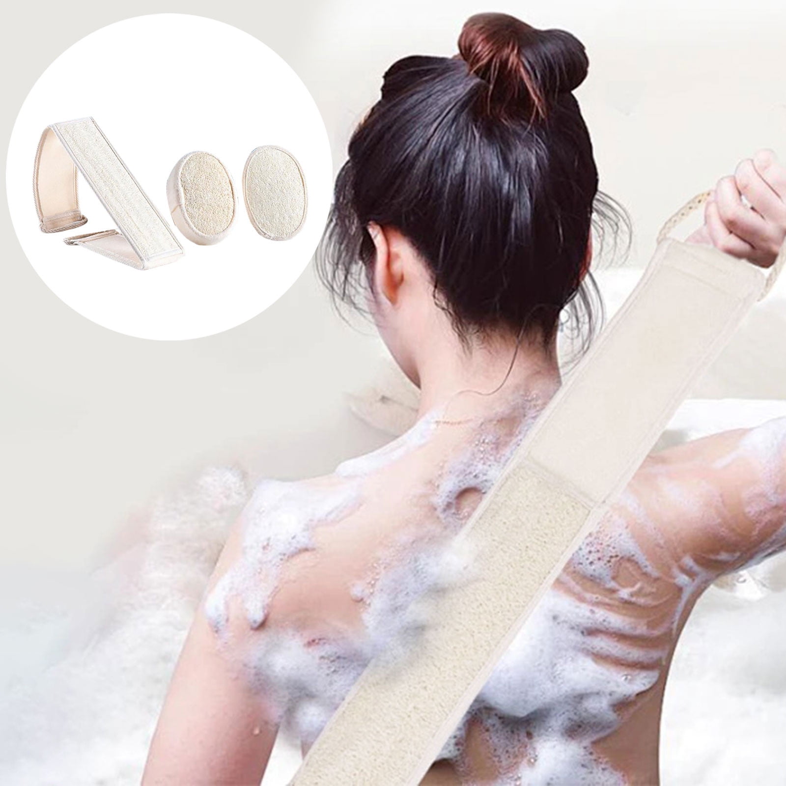 Bath & Body Shower Back Scrubber Exfoliating Luffa Strap for Deep ...