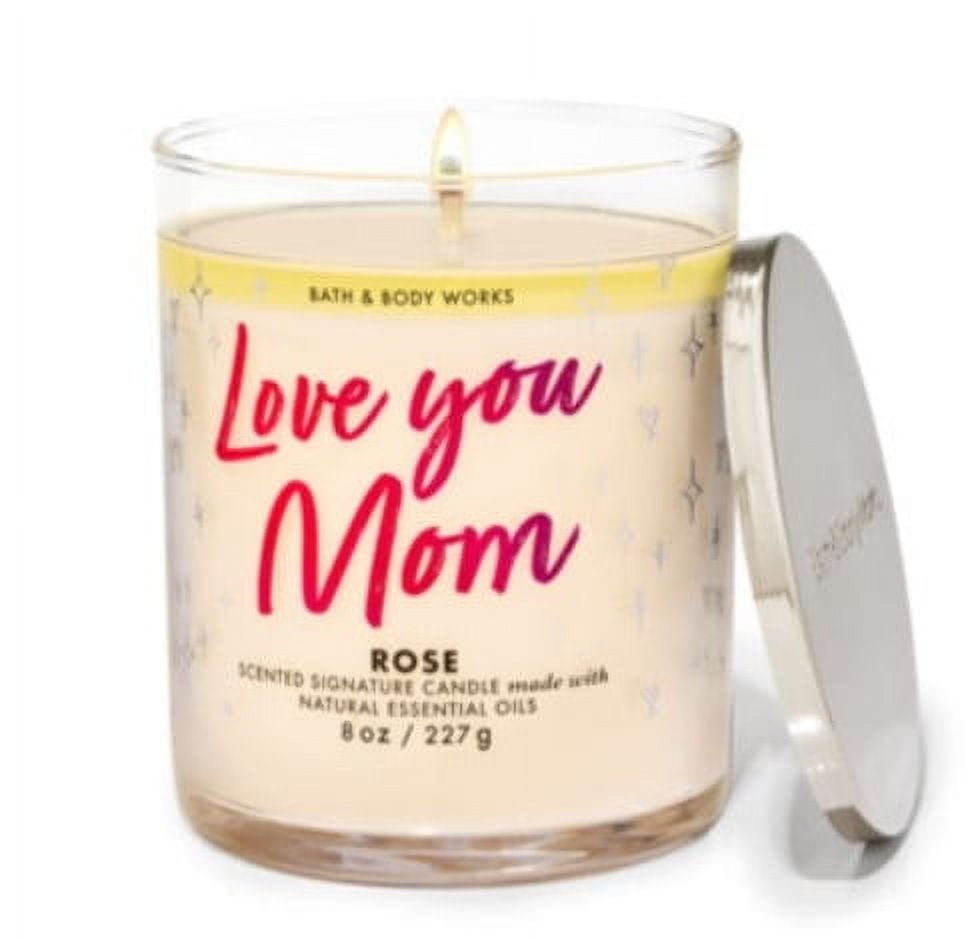 Bath & Body Works 8oz Rose Scented 1 Wick Candle, Love You Mom Label ...