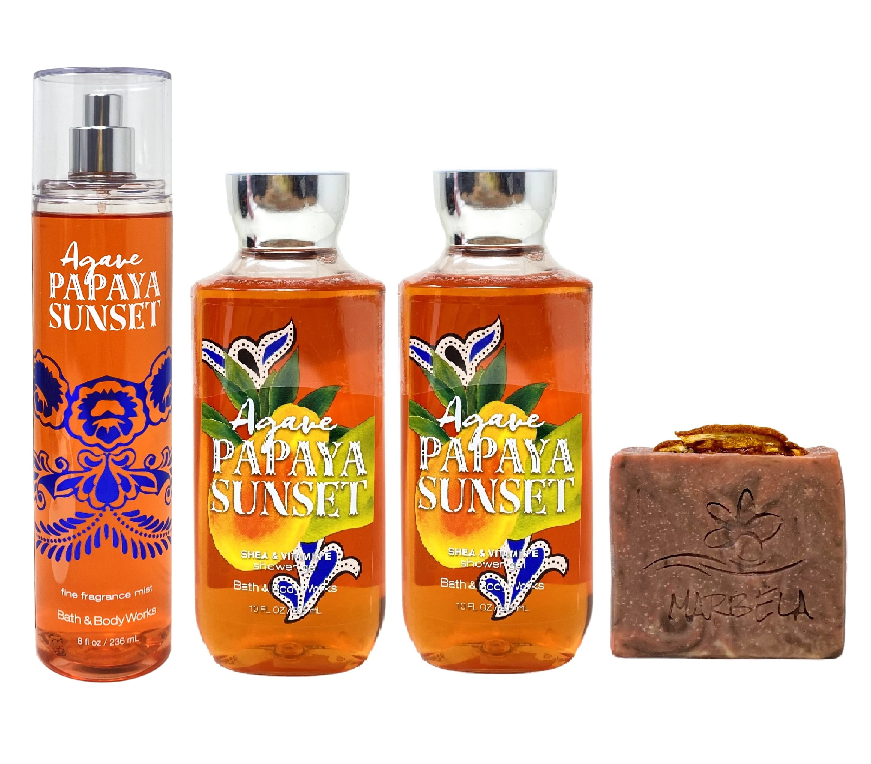 Bath & Body Works Agave Papaya 3 Piece Bundle with a Marbela Orange ...