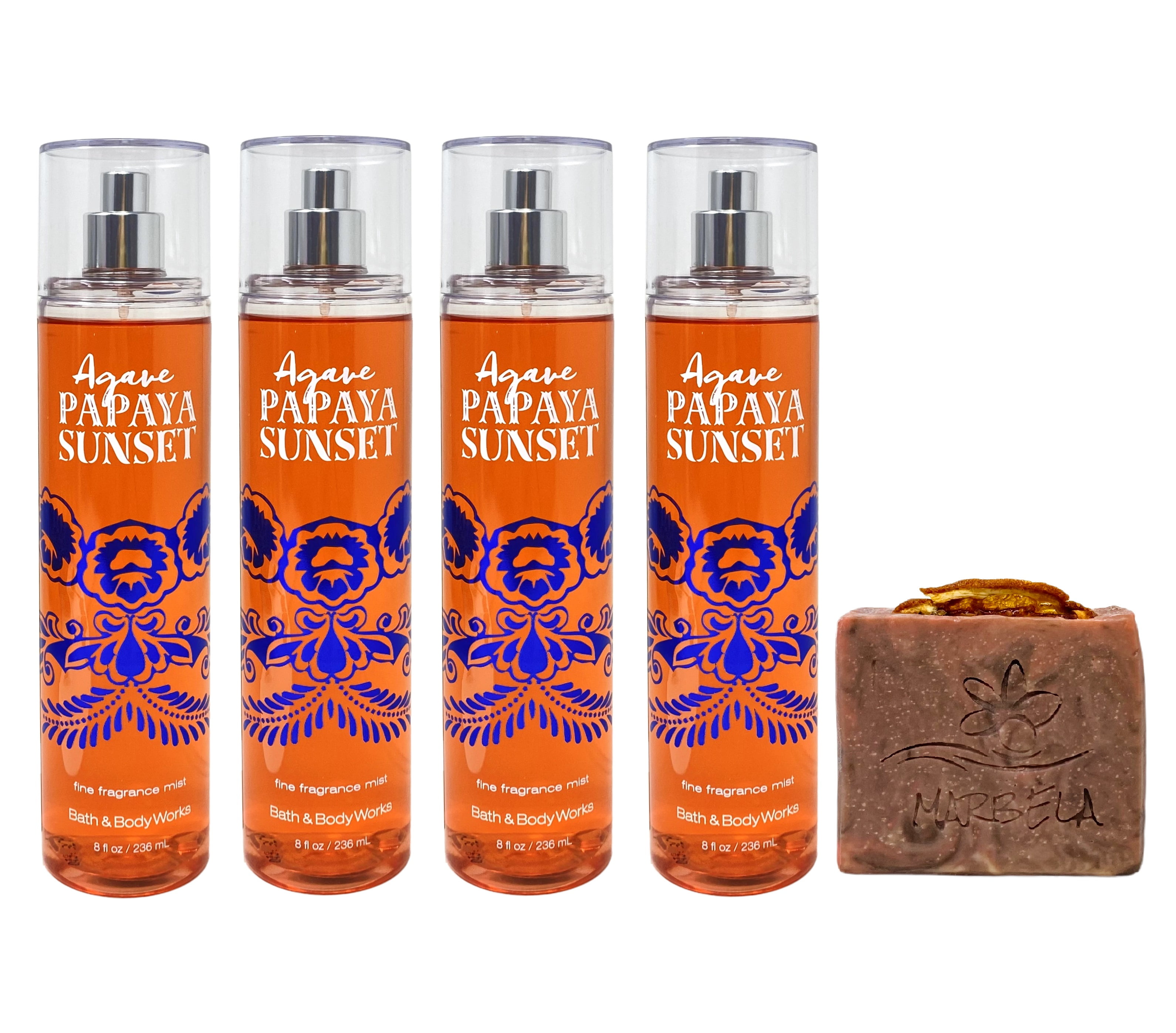 Bath & Body Works Agave Papaya 4 Piece Fine Fragrance Mist Value Pack ...