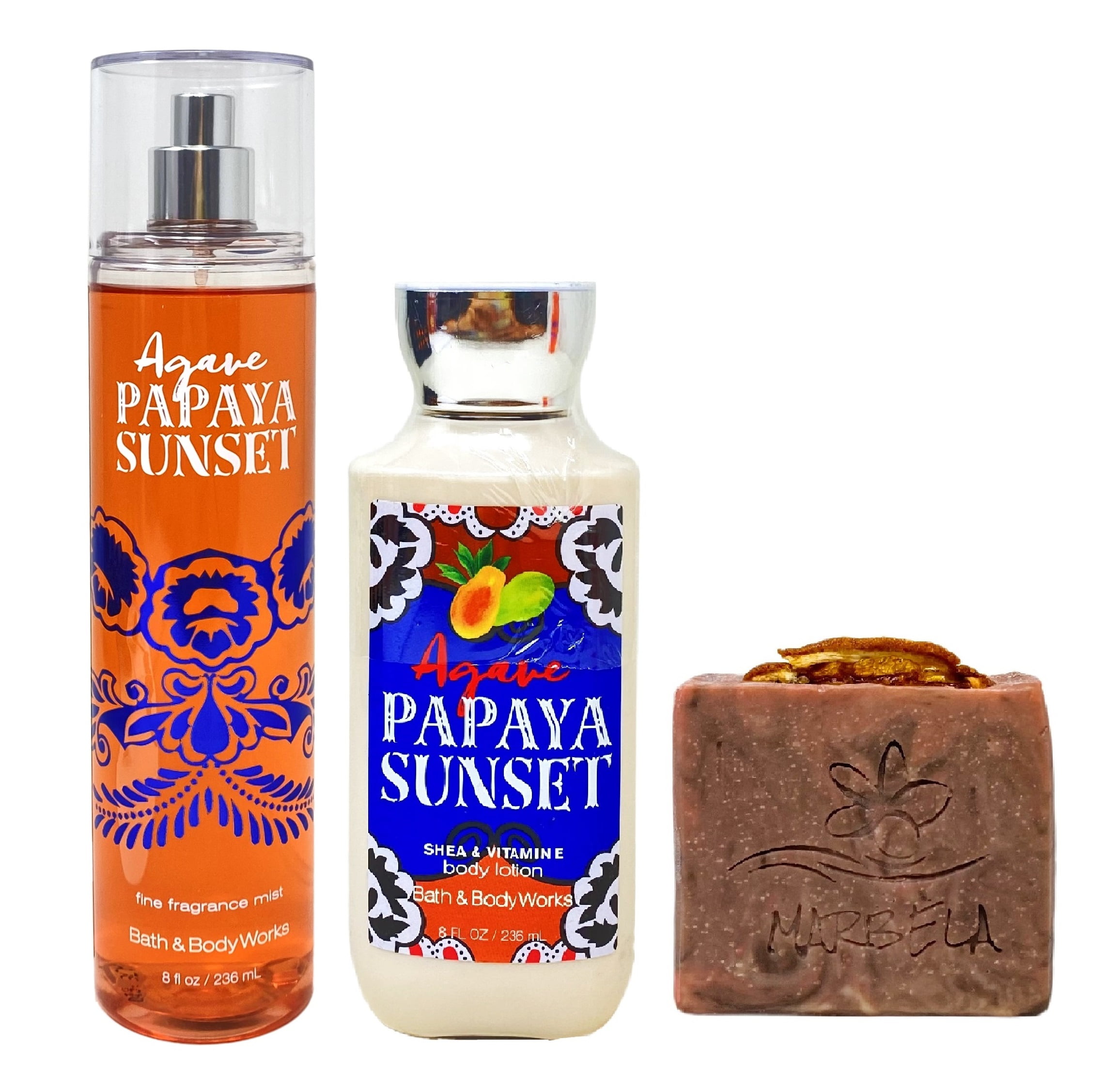Bath & Body Works Agave Papaya Fragrance Mist and Body Lotion Bundle ...