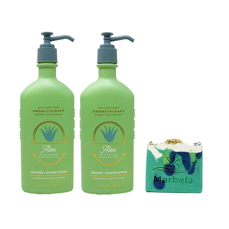 Bath Body Works Aromatherapy Aloe With Natural Essential Oils Orange Sandalwood Pack of Two Body Lotion With a Aloe Vera Soap Walmart