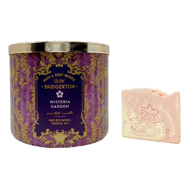 Bath & Body Works Bridgerton Wisteria Garden 3-Wick Candle with Marbela ...