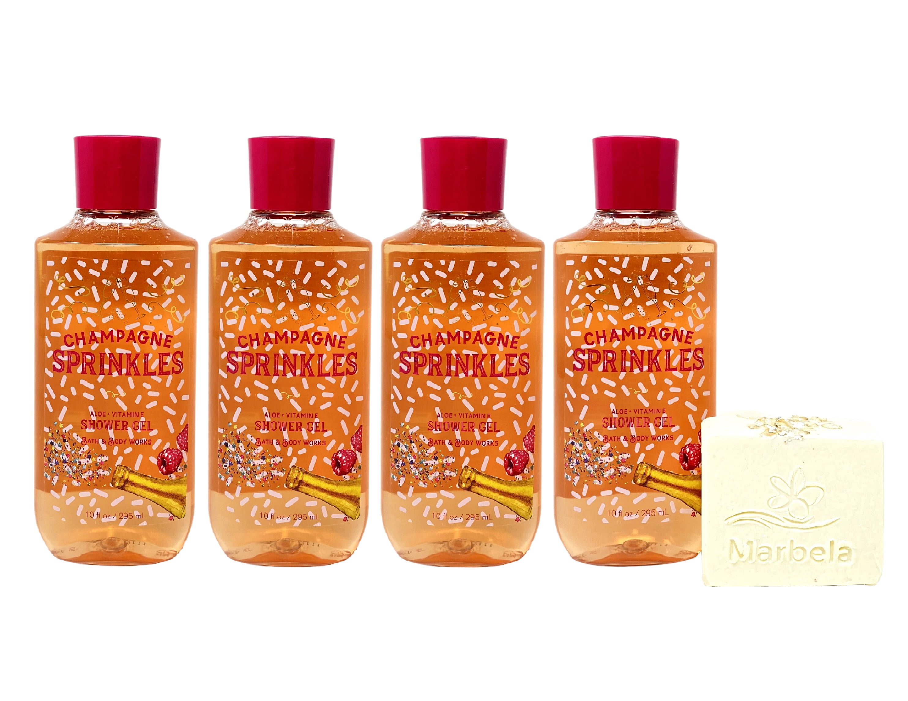 Bath & Body Works CHAMPAGNE SPRINKLES 4 Piece Shower Gel Bundle with a ...