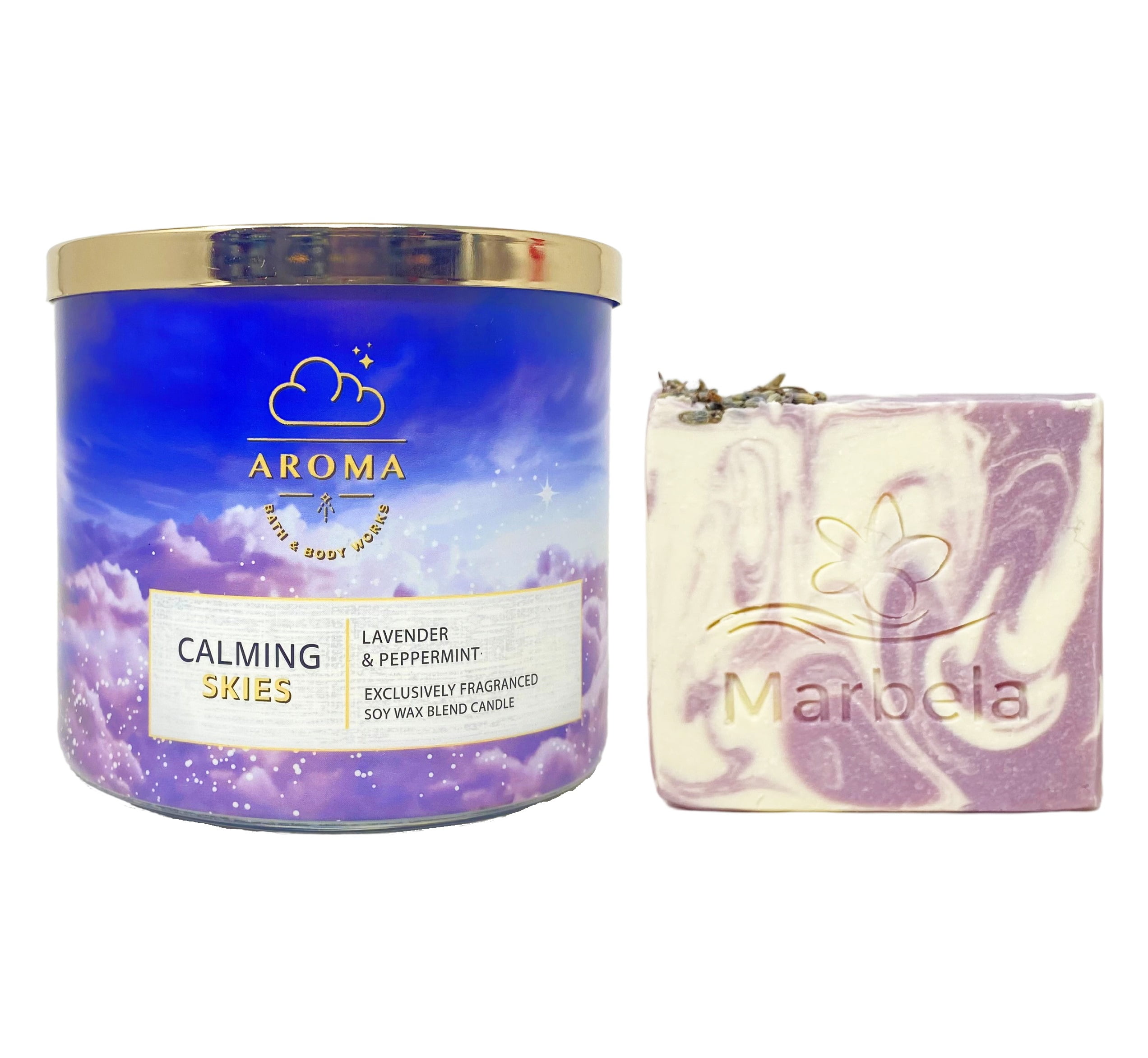 Bath & Body Works Calming Skies Lavender Peppermint 3-Wick Scented ...