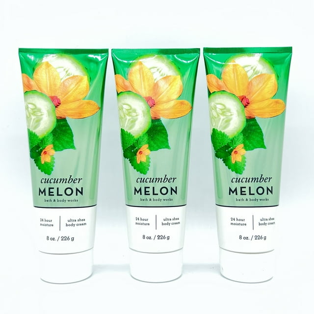 Bath And Body Works Cucumber Melon 8oz Ultra Shea Body Cream Set Of 3