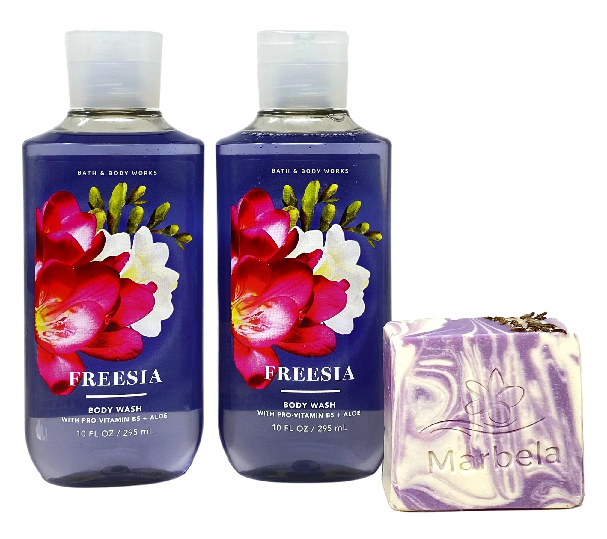 Bath & Body Works FREESIA 2 Piece Body Wash Bundle with a Marbela ...