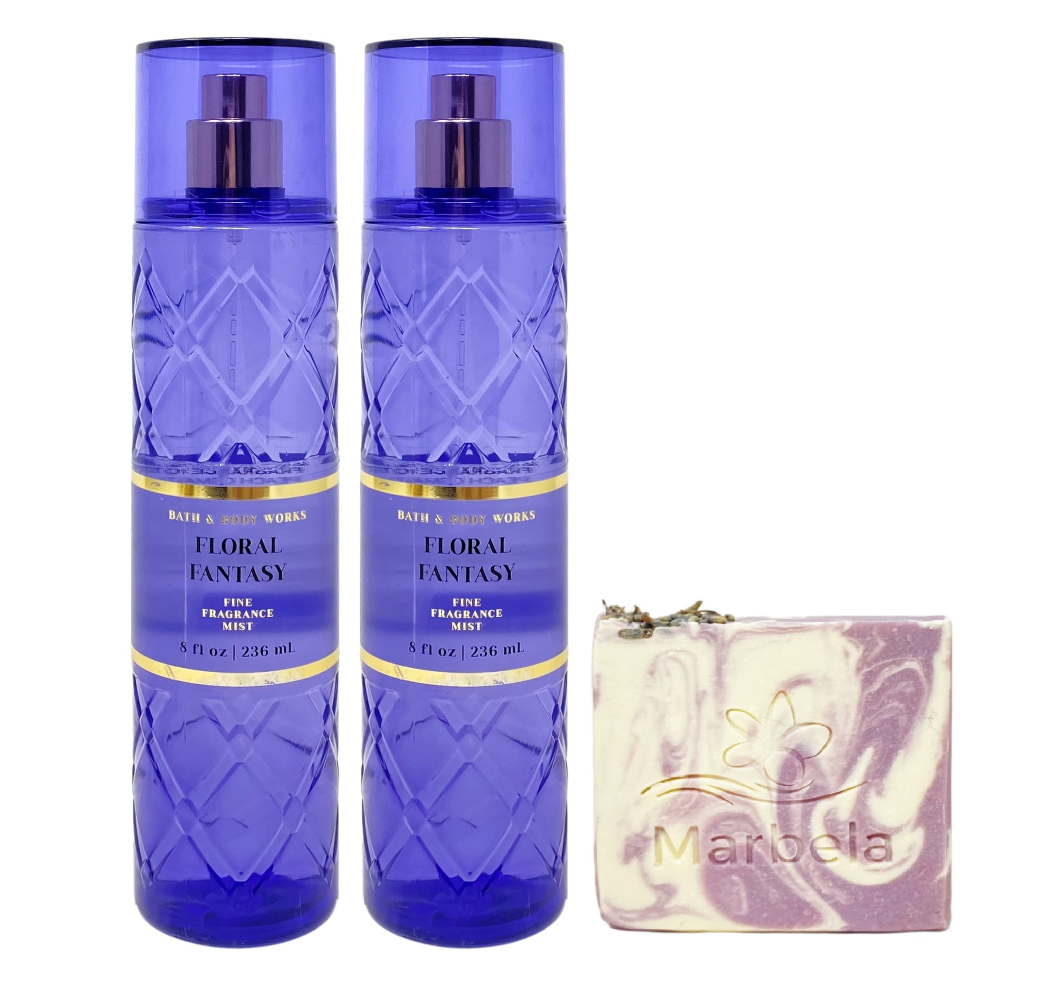 Bath & Body Works Floral Fantasy 2 Pack Fine Fragrance Mist Bundle with a Lavender Dream Bar ...