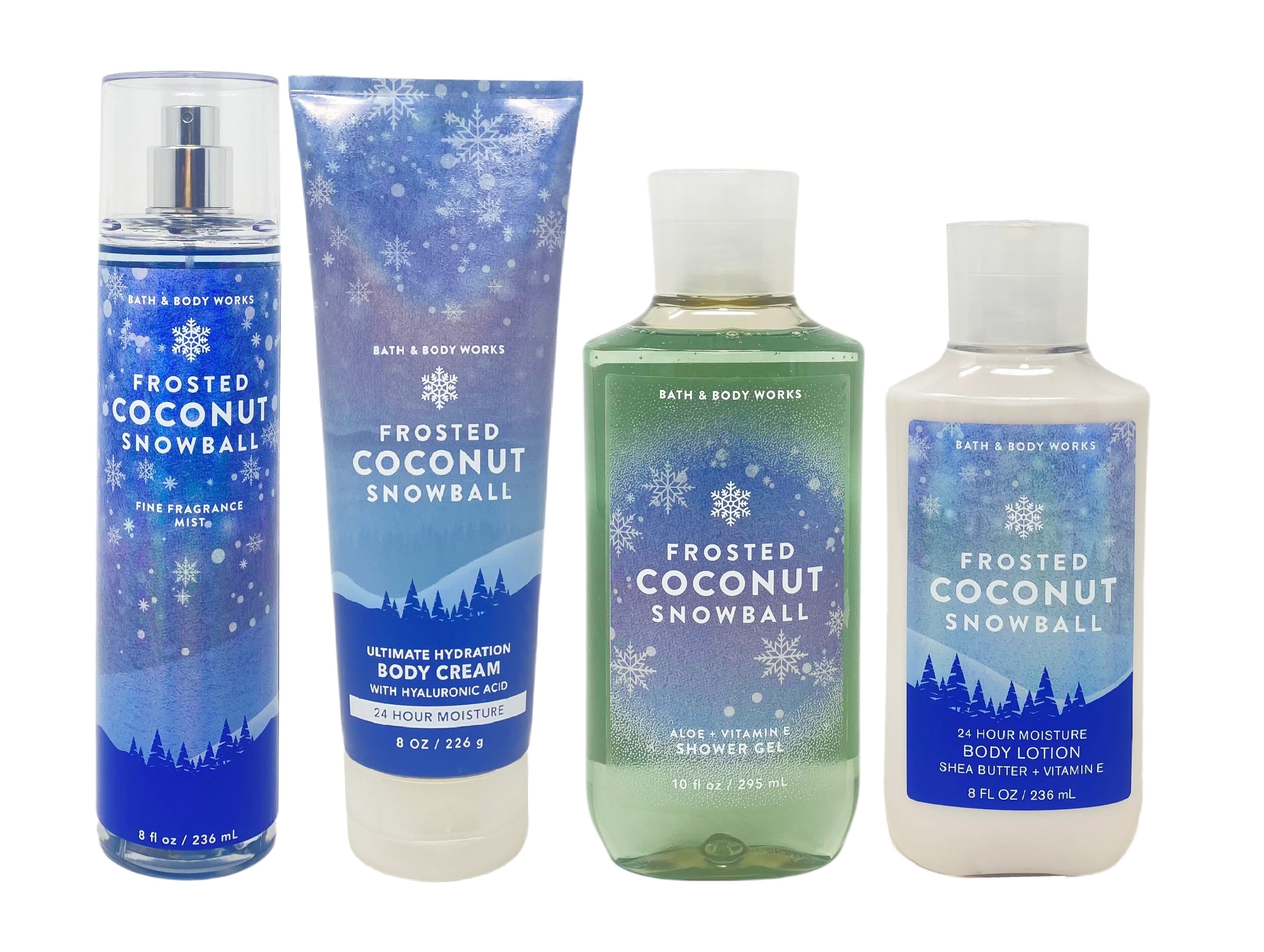 Bath and Body Works Frosted Coconut Snowball 4 Piece Deluxe Gift Set - Includes Fine Fragrance ...