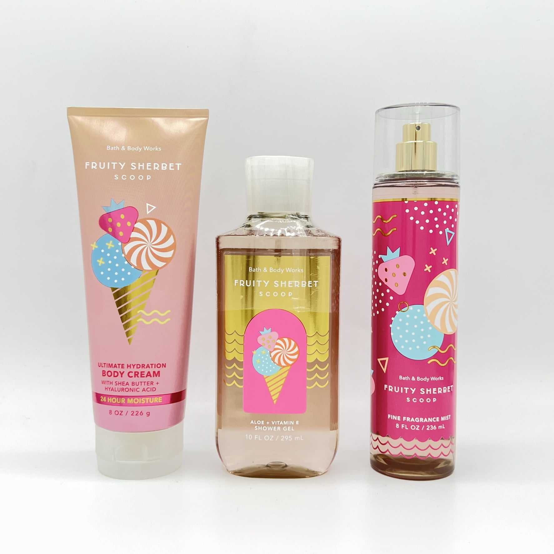Bath & Body Works Fruity Sherbet Scoop Body Cream, Shower Gel ...