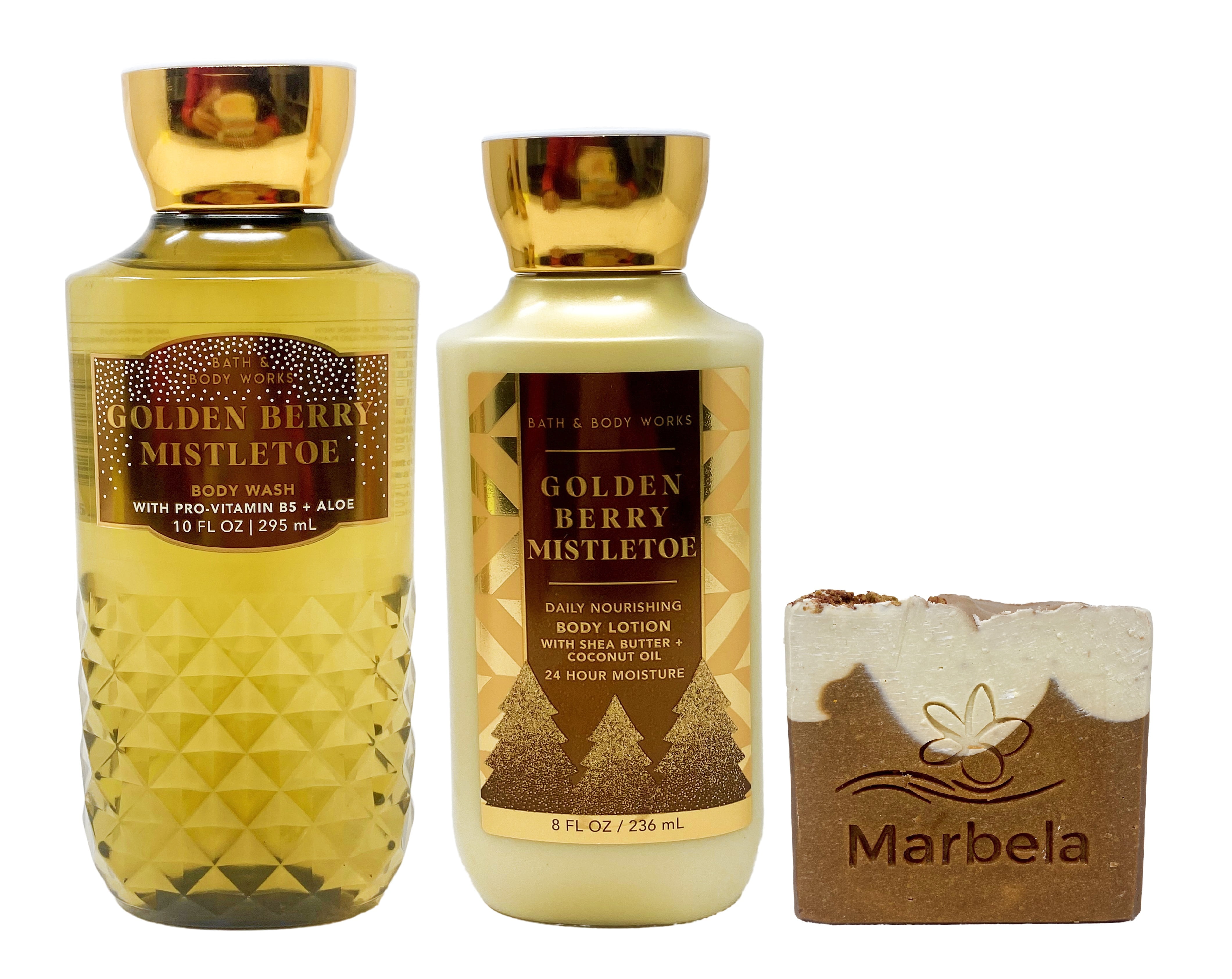 Bath & Body Works Golden Berry Mistletoe - Duo Gift Set - Body Wash and ...