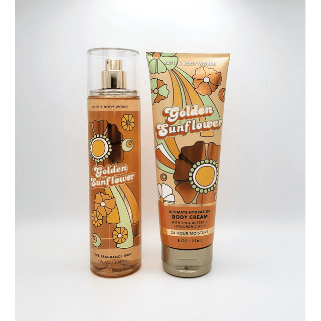 Bath & Body Works Golden Sunflower Body Mist & Body Cream 8 fl oz Set ...