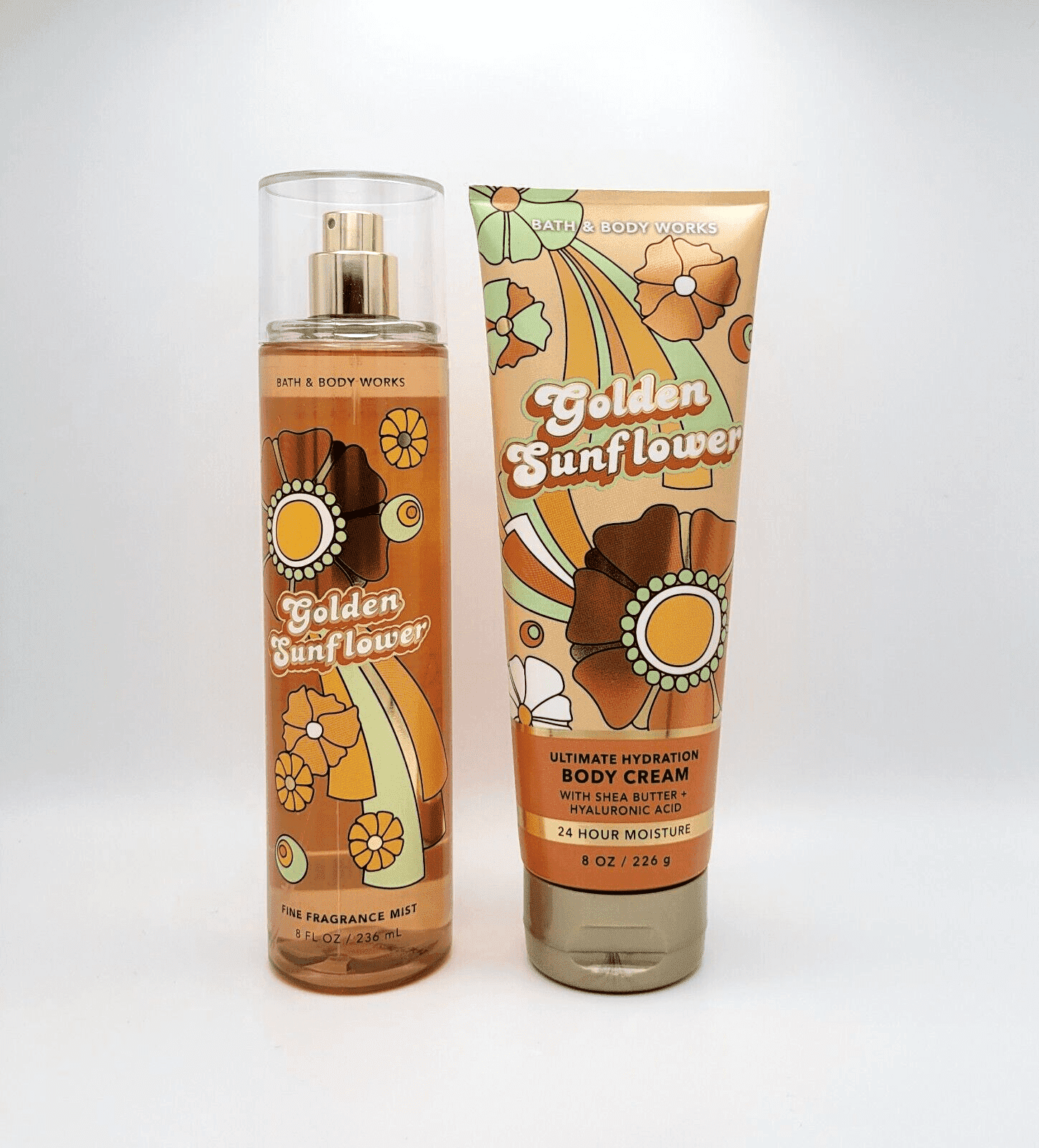 Bath & Body Works Golden Sunflower Body Mist & Body Cream 8 fl oz Set ...