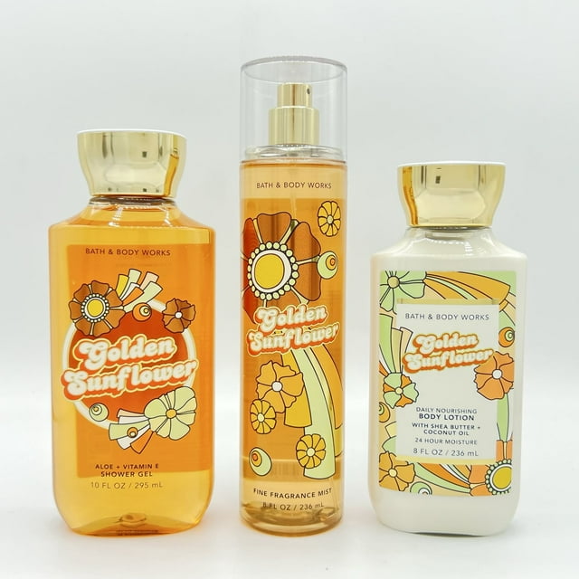 Bath & Body Works Golden Sunflower Shower Gel, Fine Fragrance Mist and ...
