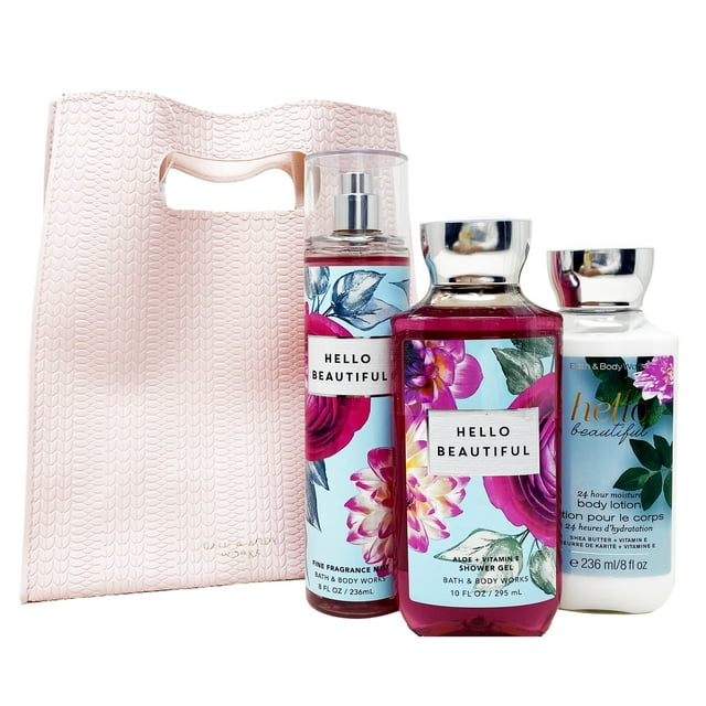 Bath & Body Works Hello Beautiful Merry Bag Gift Set | Shower Gel, Body Lotion & Fragrance Mist ...