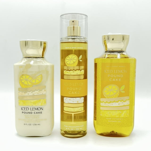 Bath & Body Works 3-Piece Set: Iced Lemon Pound Cake Lotion, Fragrance ...