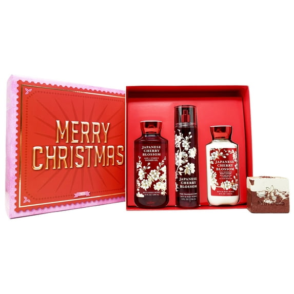 Bath & Body Works Japanese Cherry Blossom - Gift Box Set - Fine Fragrance Mist, Shower Gel and ...
