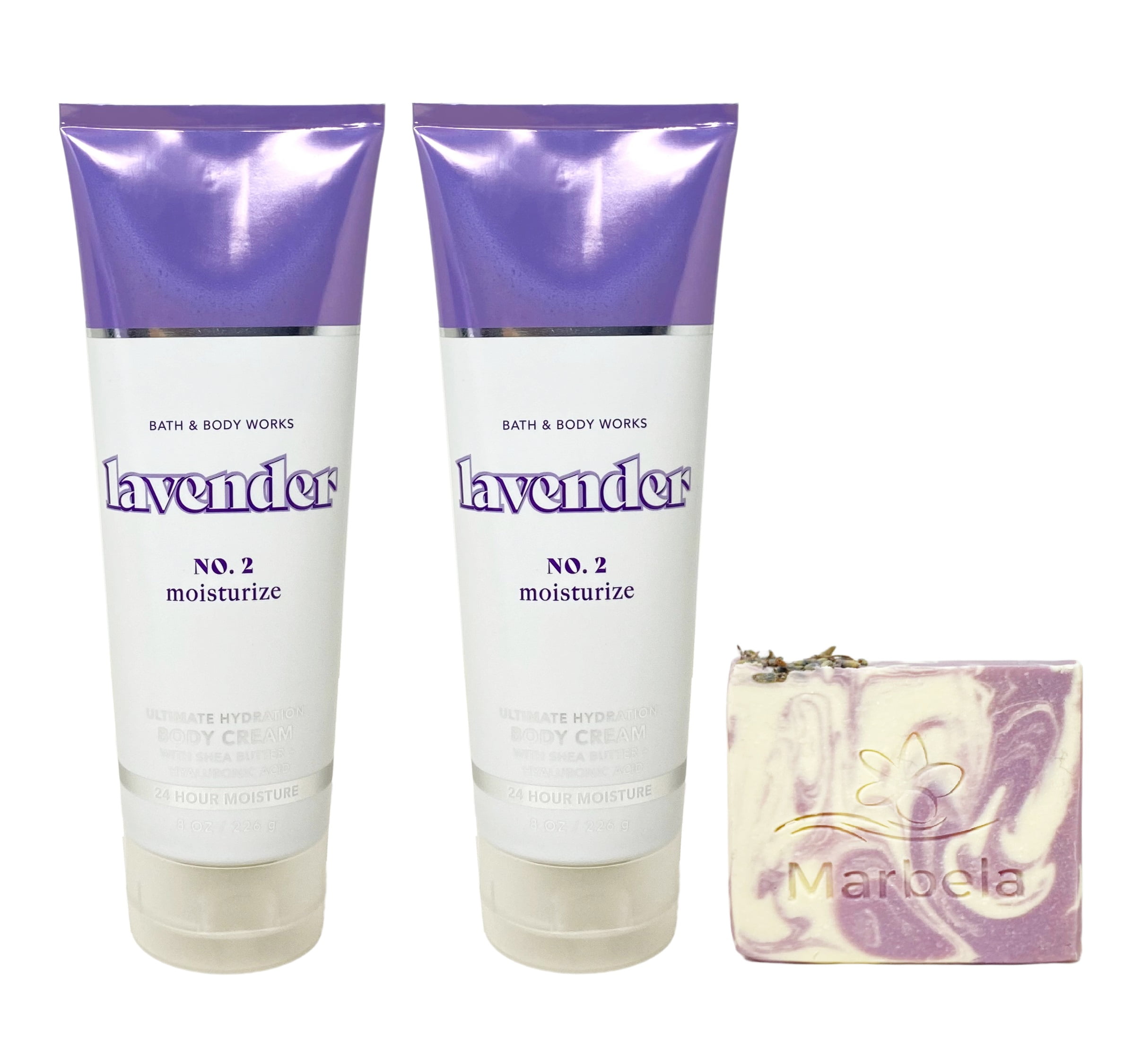 Bath & Body Works Lavender 2 Piece Ultimate Hydration Body Cream Value Pack with a Marbela ...