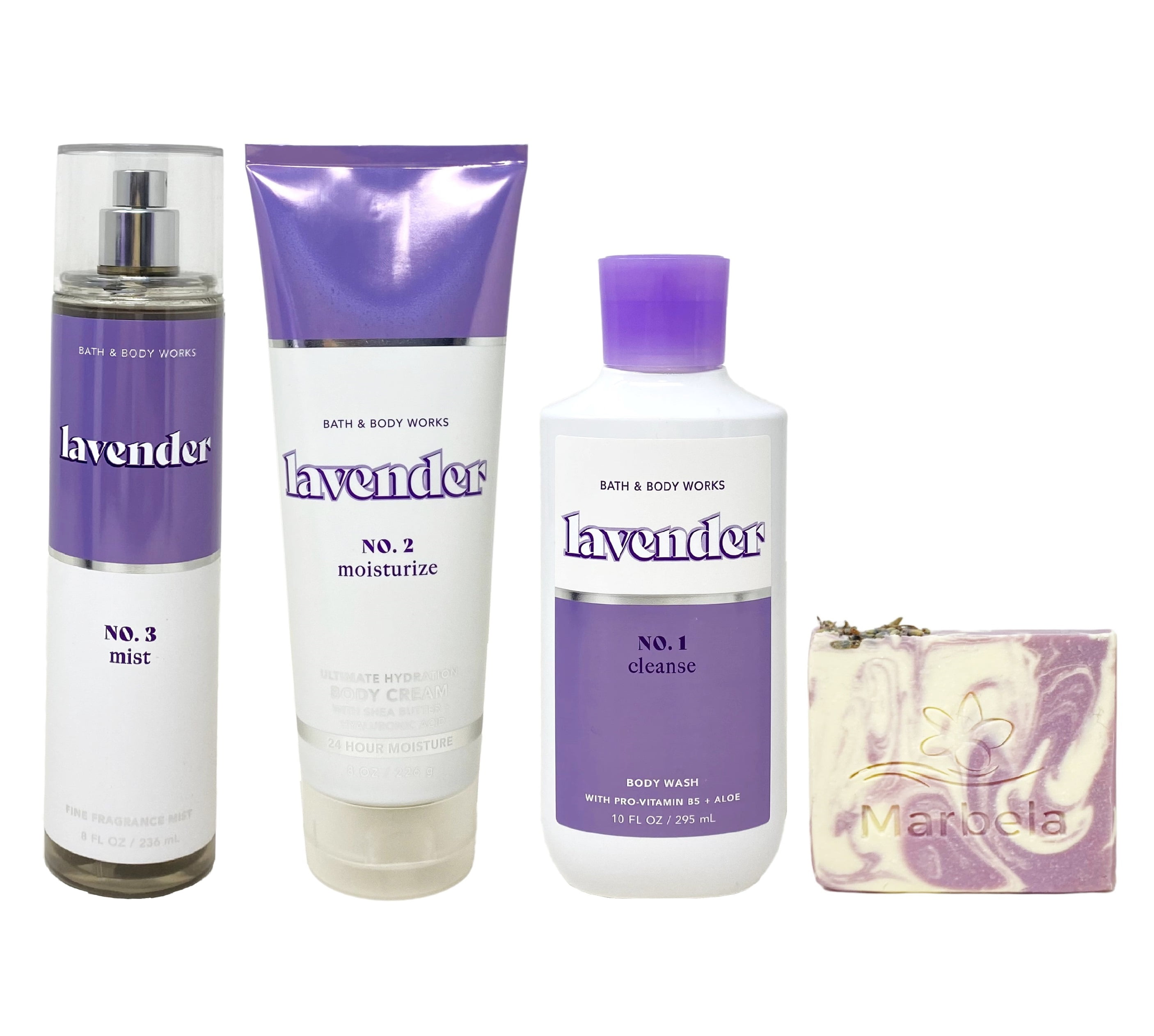 Bath & Body Works Lavender 3 Piece Value Pack with a Marbela Lavender Dream Bar Soap - Fragrance ...