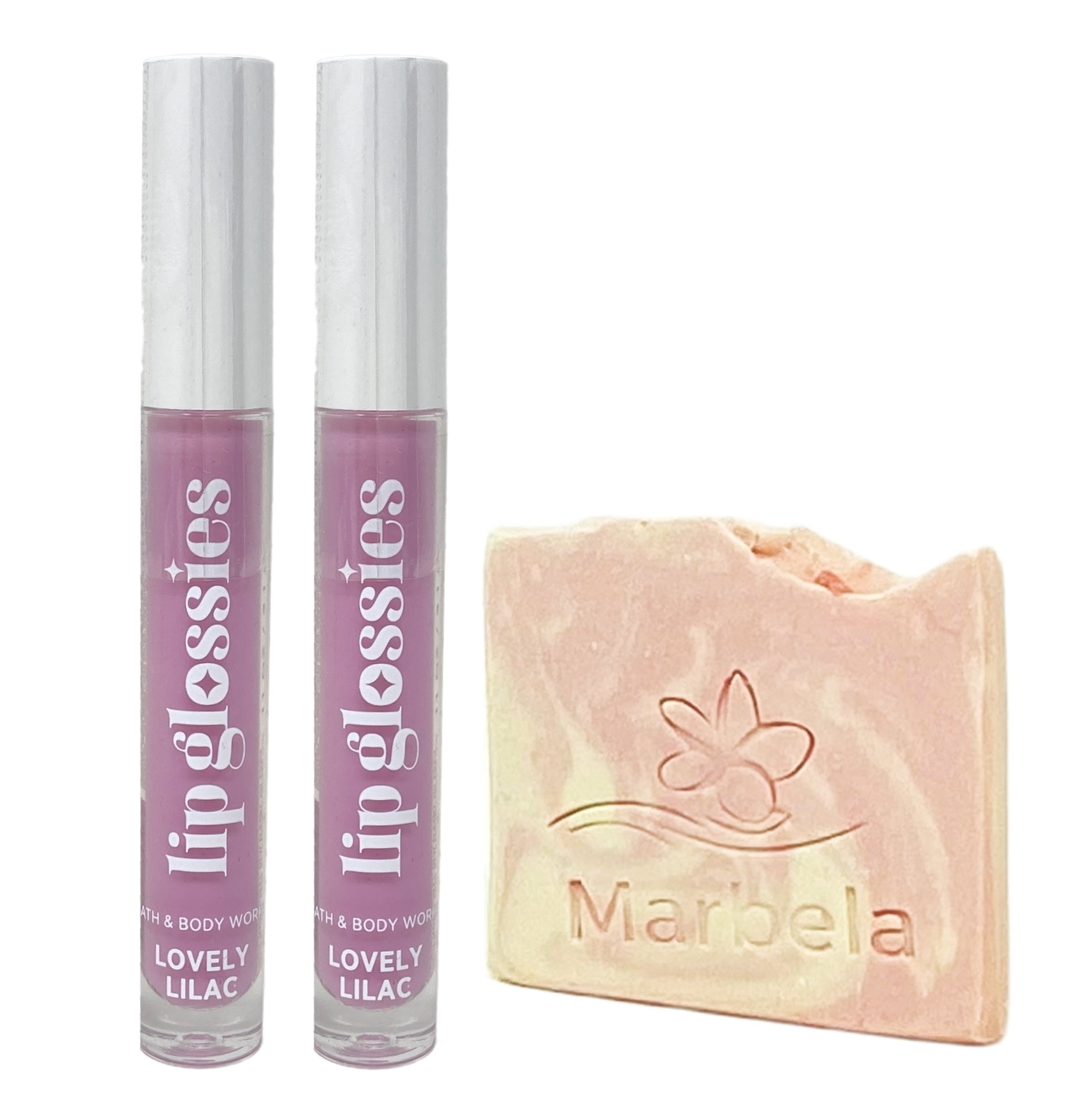Bath & Body Works Lovely Lilac 2 Pack Lip Glossies Set with a Himalayan ...