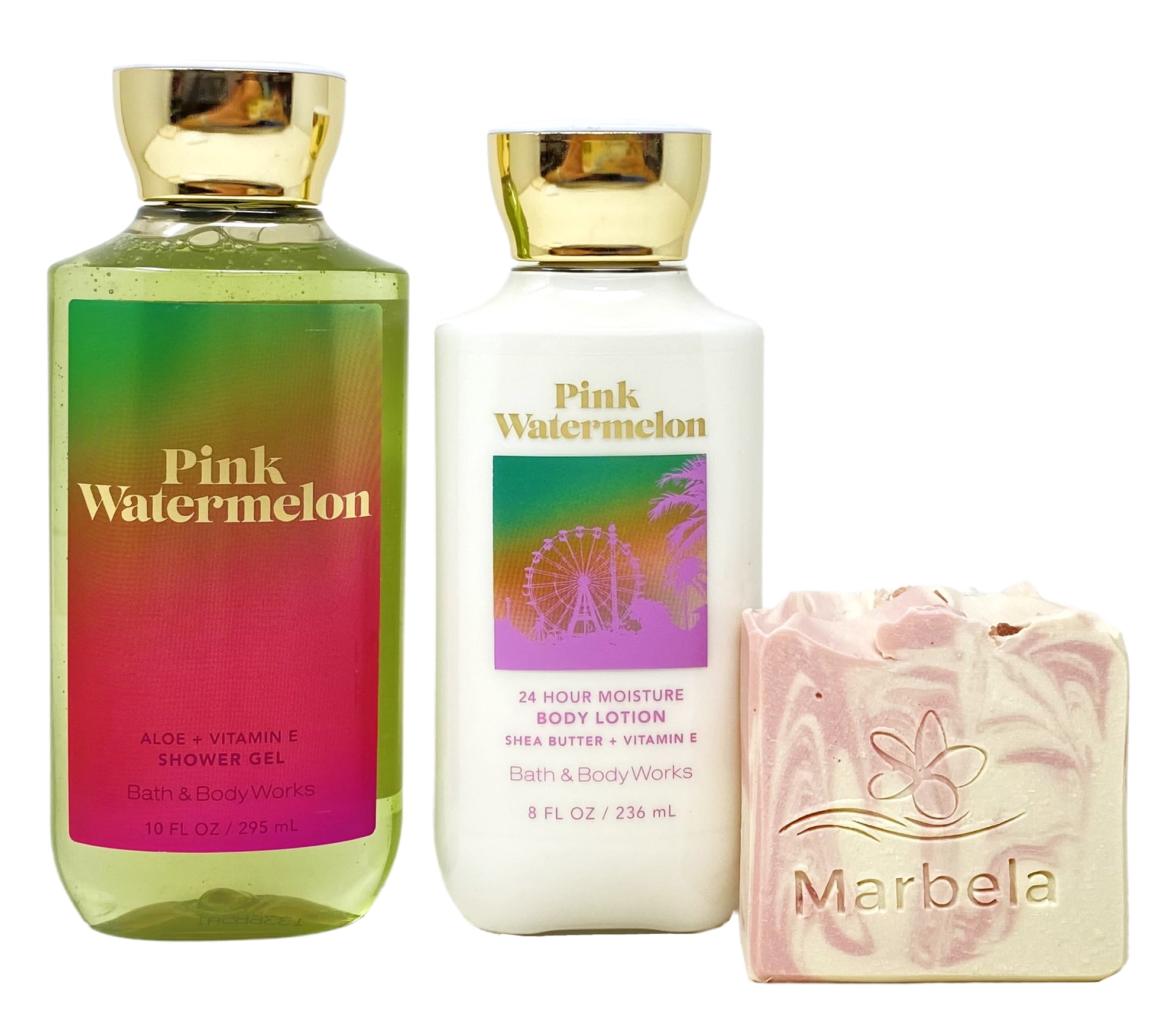 Bath & Body Works PINK WATERMELON Duo Value Pack with a Marbela ...