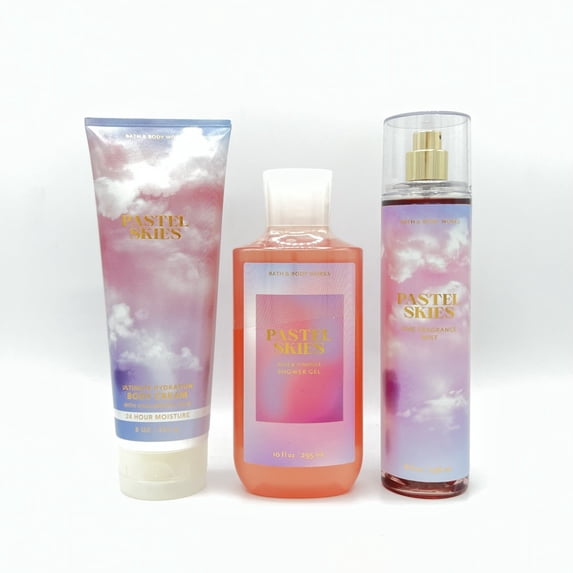 Bath & Body Works Pastel Skies 8oz Body Cream, 10oz Shower Gel & 8oz ...